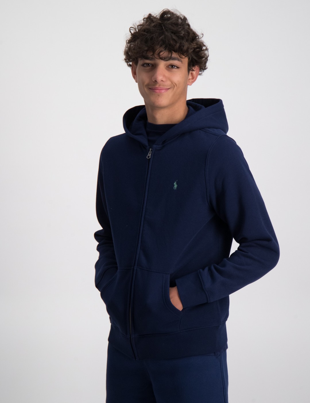 Polo Ralph Lauren Big Pony Logo Fleece Full-Zip Hoodie Blå til Dreng | Kids Brand Store