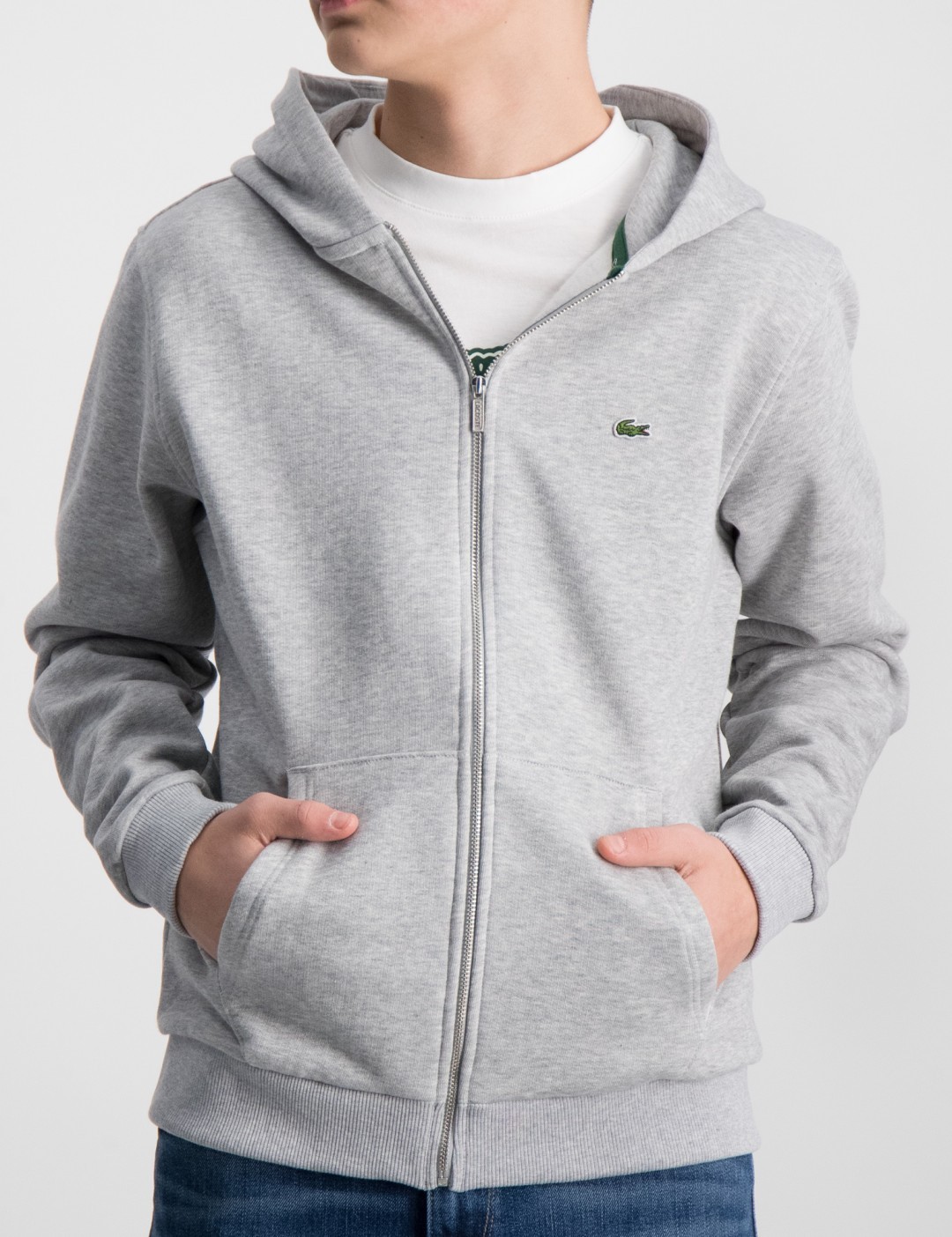 Lacoste SWEATSHIRT ZIP HOOD Grå för Kille | Kids Brand Store