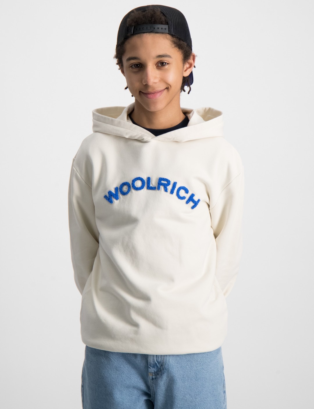 Woolrich VARSITY LOGO HOODIE Cremefärgad voor Jongens | Kids Brand Store