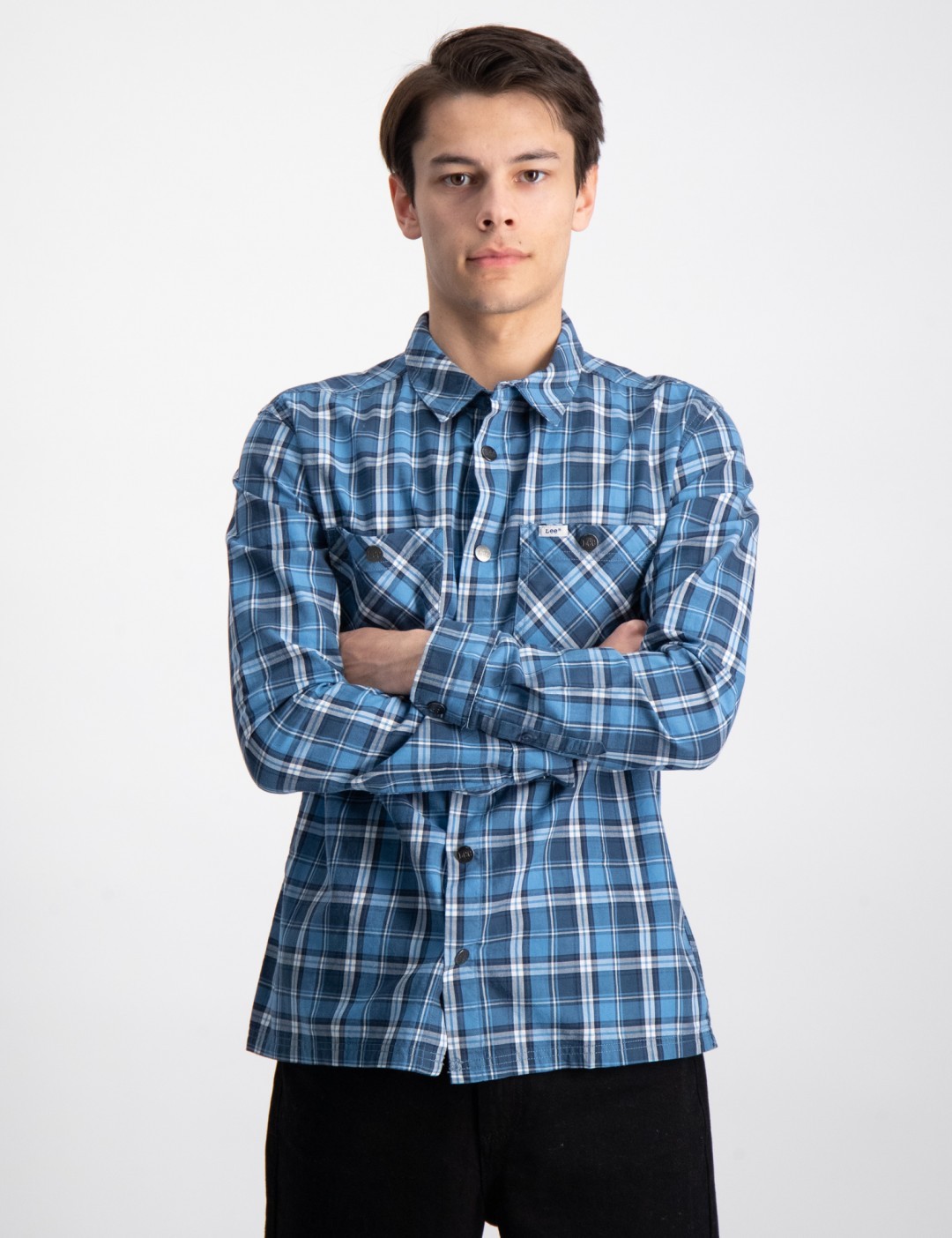 Lee Marl Check Overshirt Blauw voor Jongens | Kids Brand Store