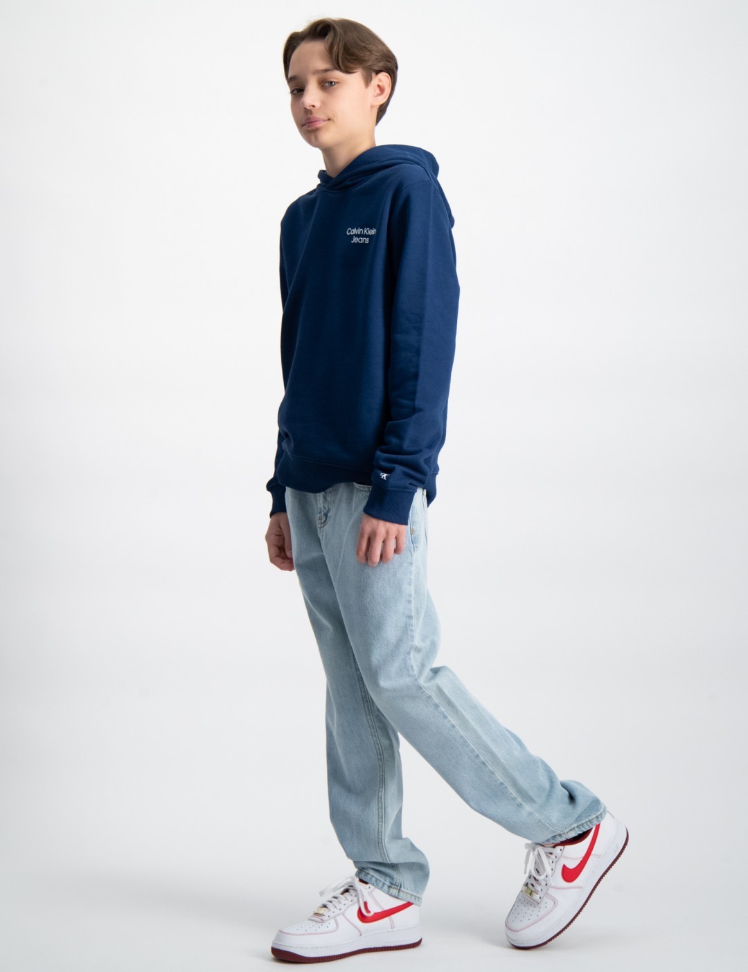 Calvin Klein CKJ STACK LOGO HOODIE Blå til Dreng | Kids Brand Store