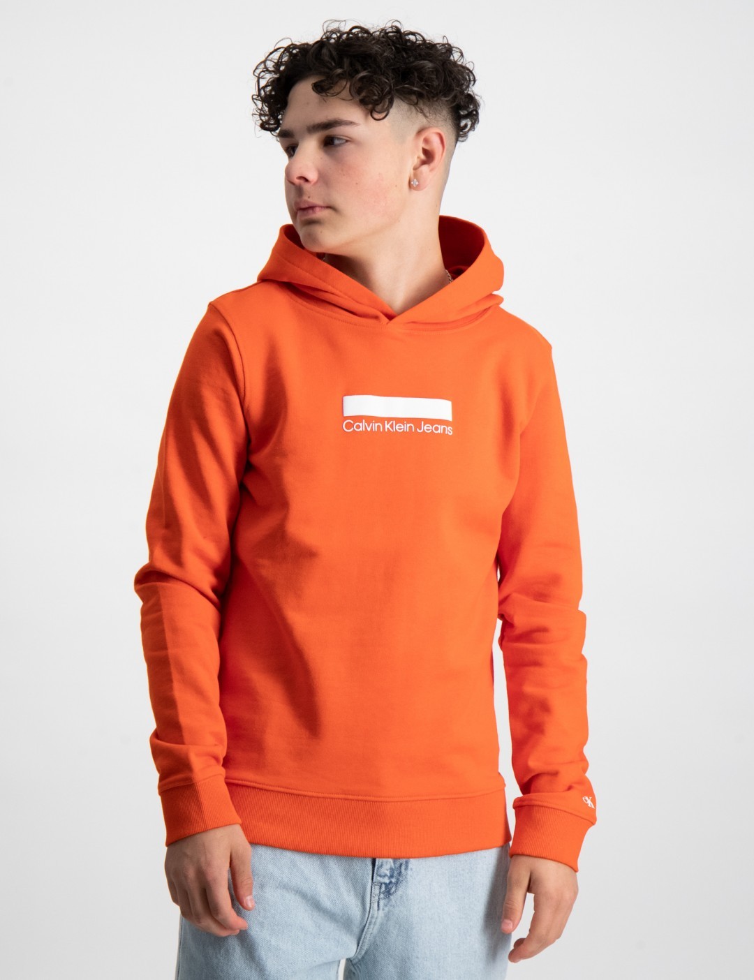Calvin Klein SMALL BLOCK LOGO HOODIE Orange til Dreng | Kids Brand Store