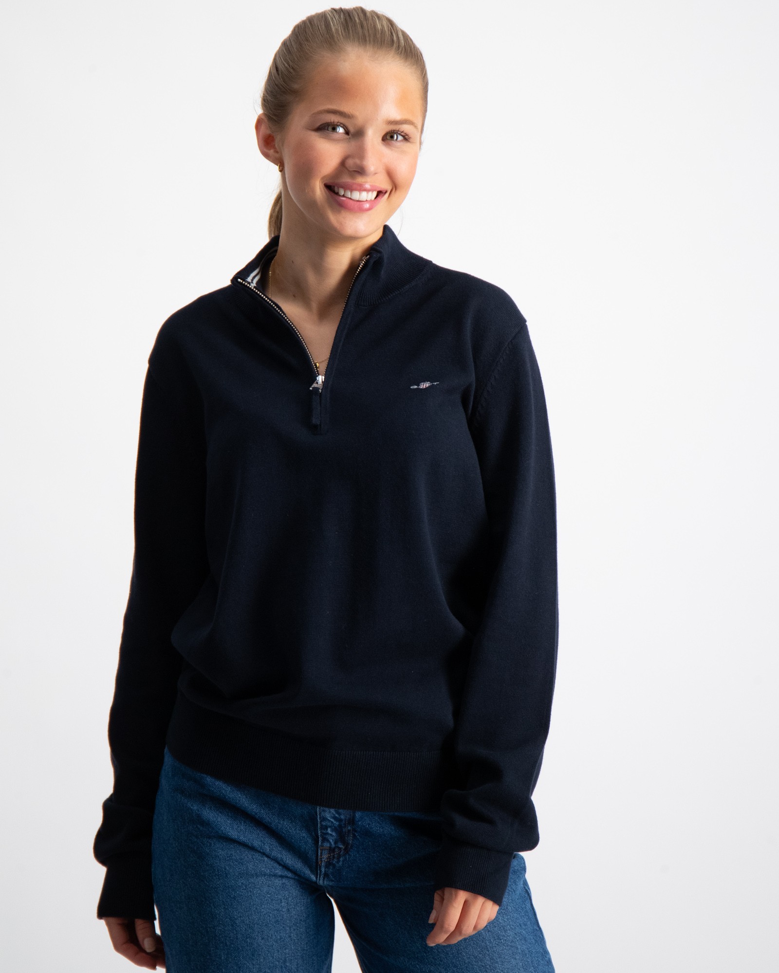 GANT SHIELD COTTON HALF ZIP Blå för Tjej | Kids Brand Store