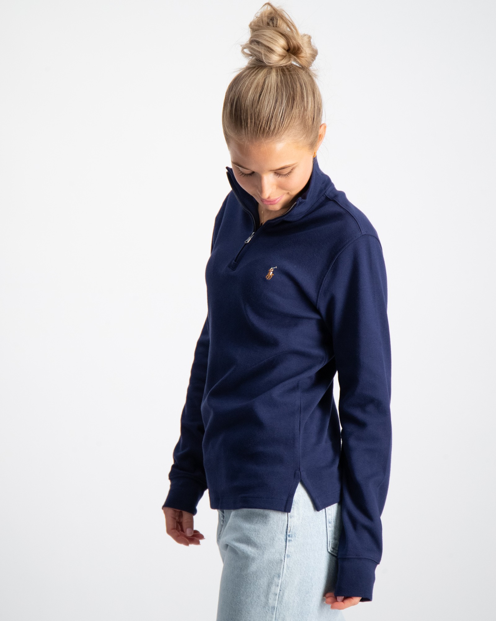 Polo Ralph Lauren Cotton Interlock Quarter-Zip Pullover Blauw voor Meisjes | Kids Brand Store