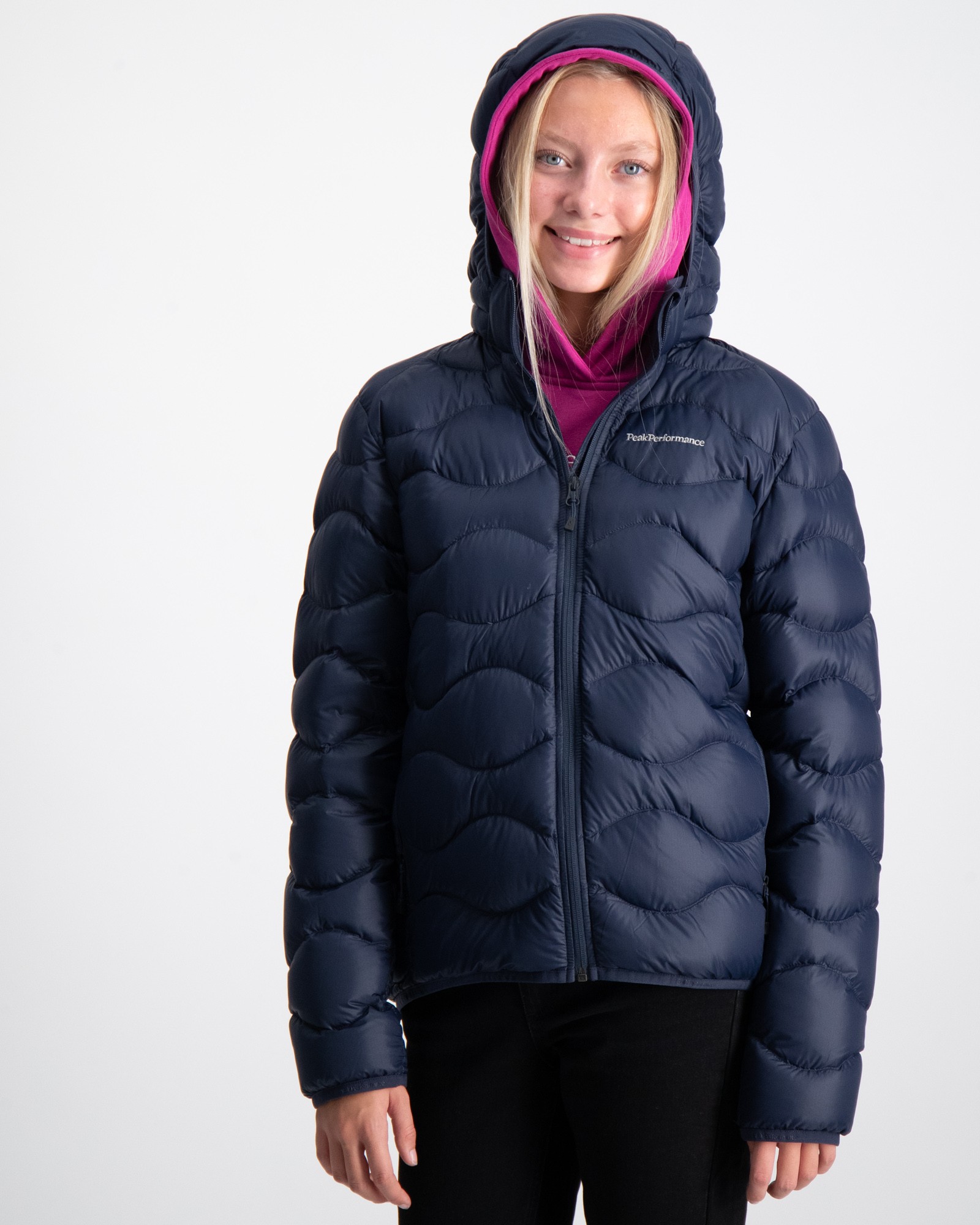 Peak Performance Jr Helium Down Hood Jacket Blå för Tjej | Kids Brand Store