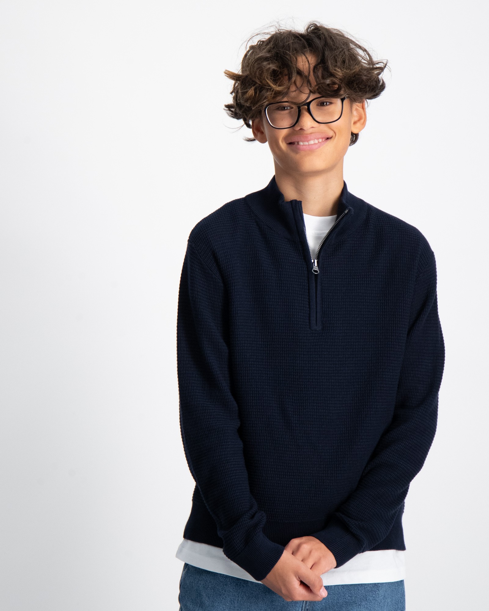 LMTD NLMHILAS LS HALF ZIP KNIT Blå til Gutt | Kids Brand Store