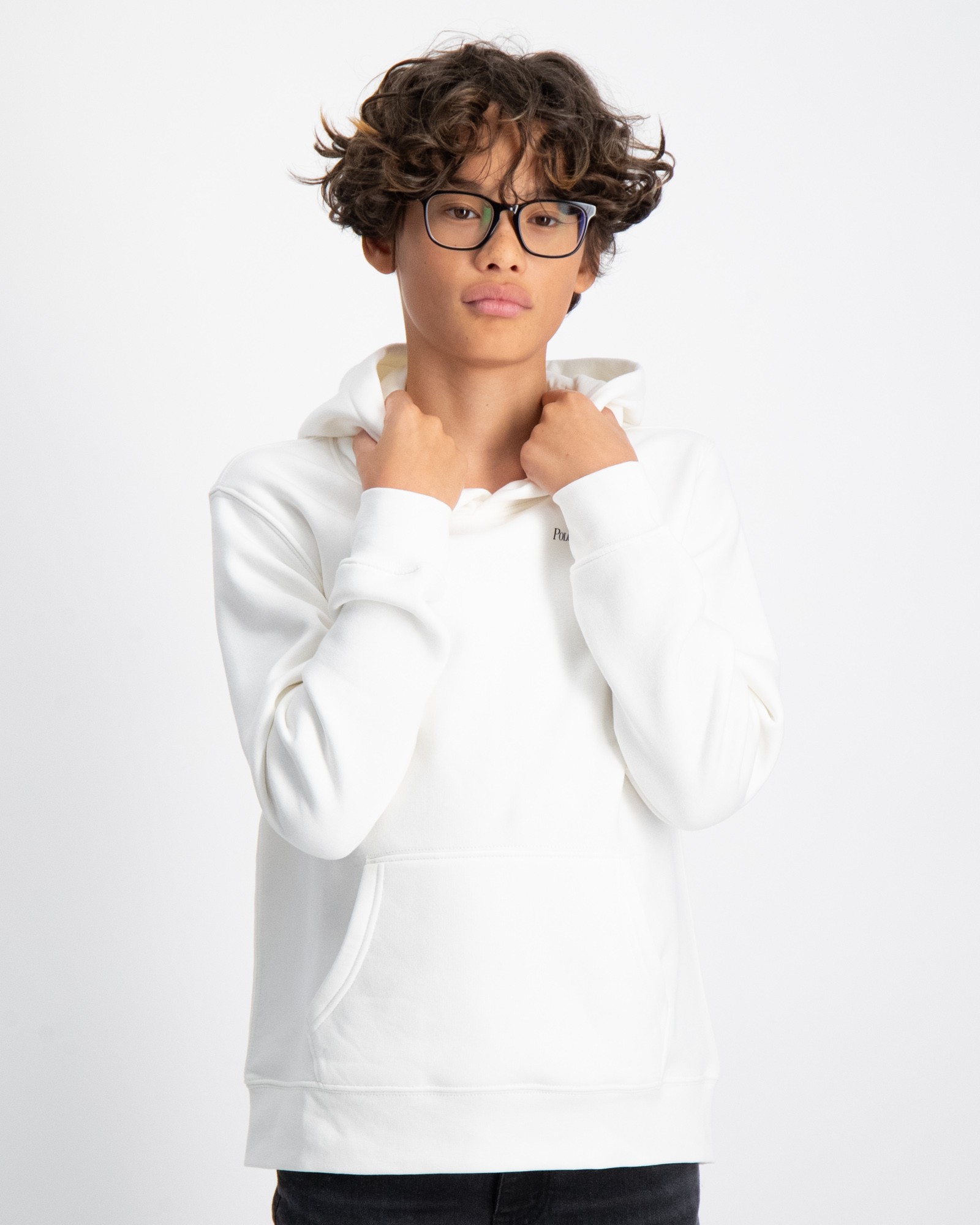 Polo Ralph Lauren Ls Po Hood Knit Shirts Sweatshirt Vit för Kille | Kids Brand Store