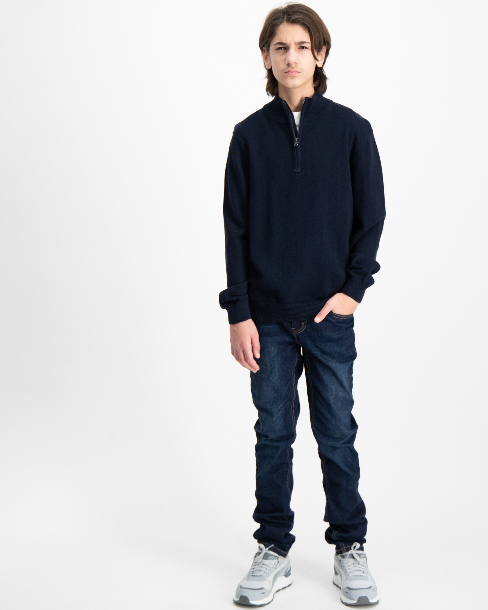 LMTD NLMNANFRED LS HALF ZIP KNIT Blå til Gutt | Kids Brand Store
