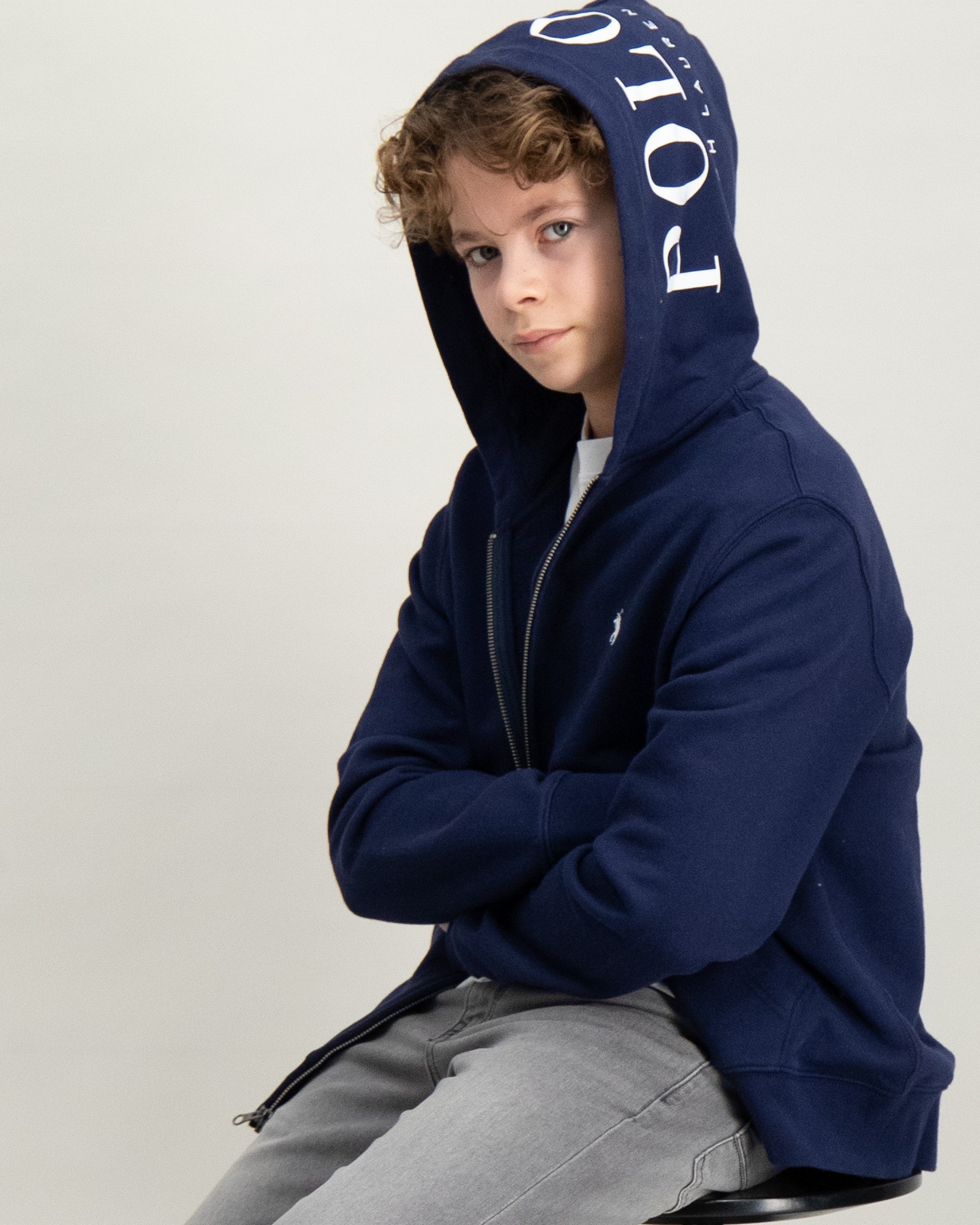 Polo Ralph Lauren LOGO SPA TERRY FULL-ZIP HOODIE Blå til Dreng | Kids Brand Store