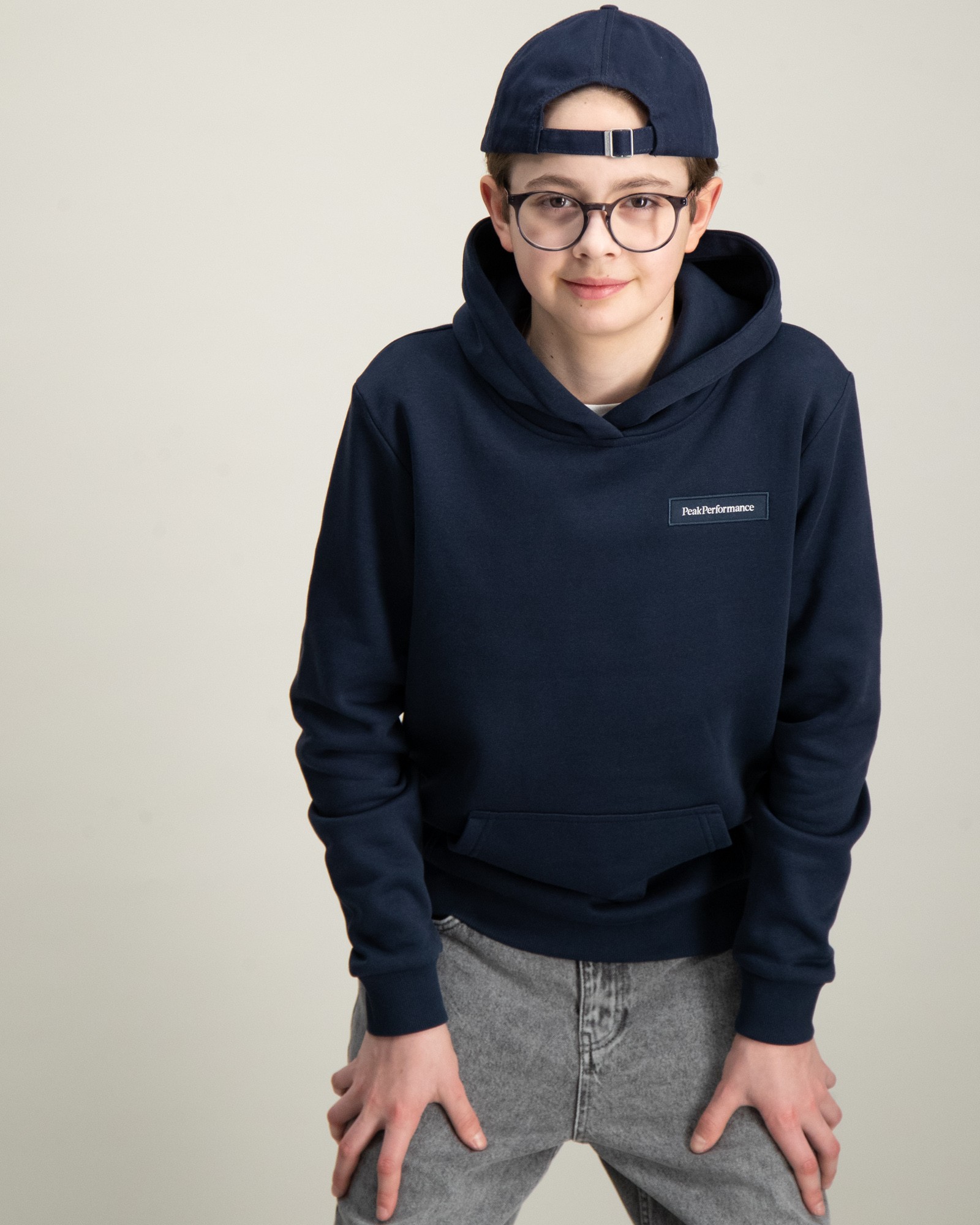 Peak Performance Jr Logo Hood Sweatshirt Blå til Dreng | Kids Brand Store