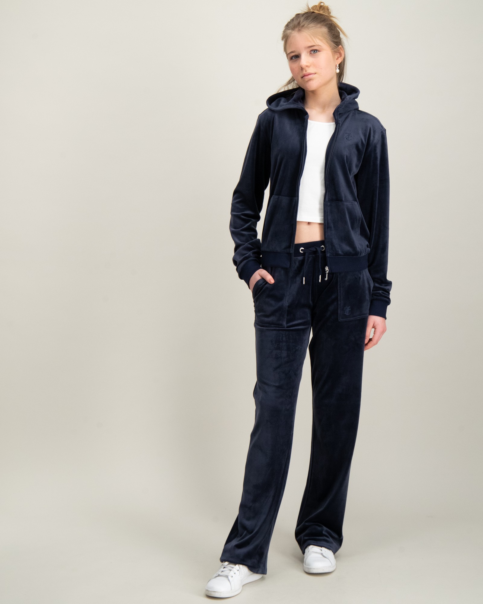 Juicy Couture Tonal Zip Through Hoodie Blauw voor Meisjes | Kids Brand Store