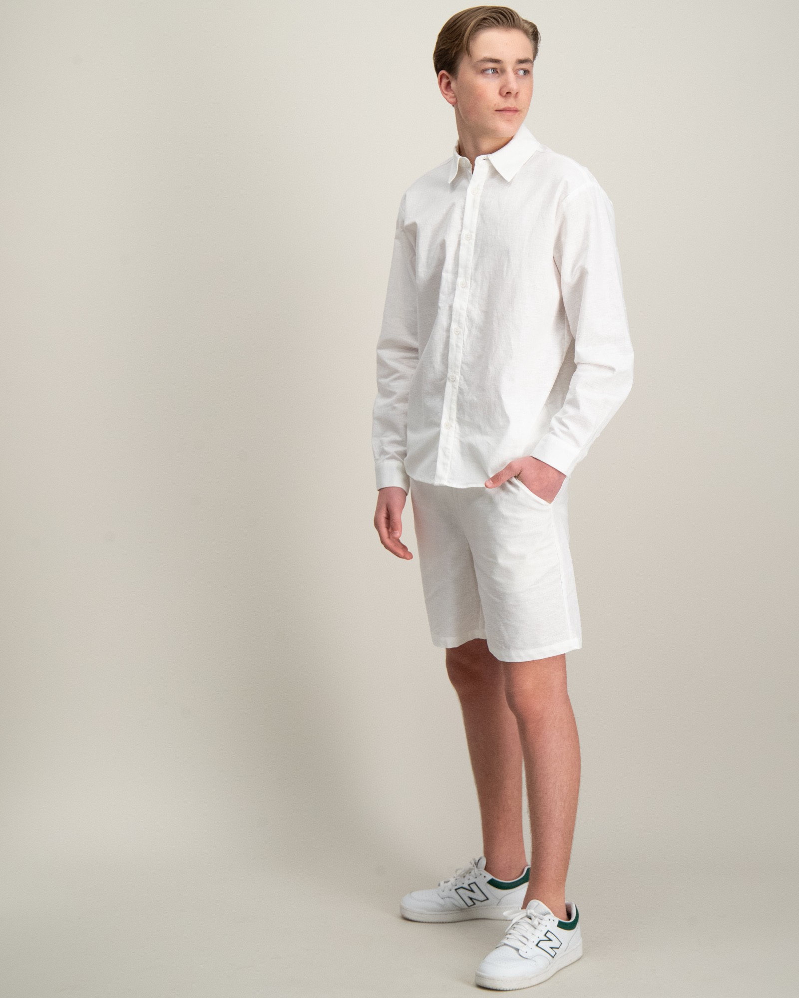 Grunt Herstal Linen Shirt Hvid til Dreng | Kids Brand Store