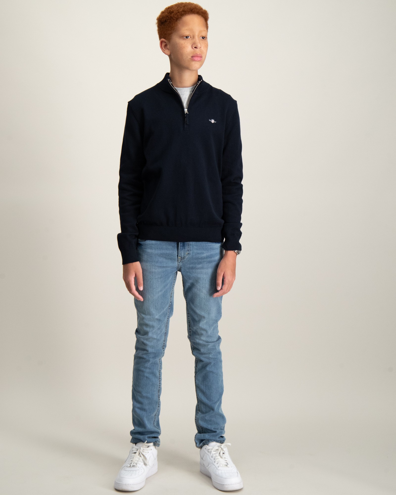 GANT SHIELD COTTON HALF ZIP Blå för Kille | Kids Brand Store