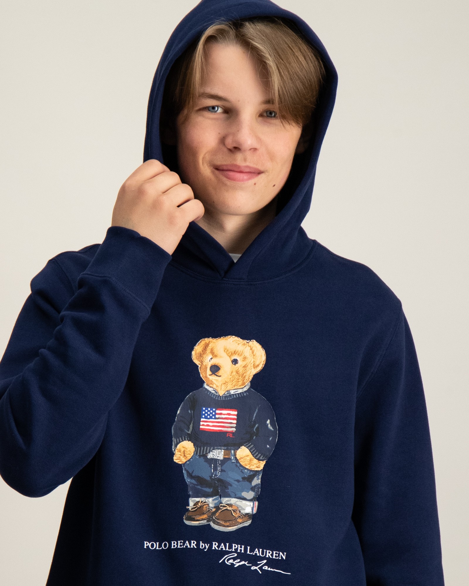 Polo Ralph Lauren Polo Bear Fleece Hoodie Blå til Dreng | Kids Brand Store
