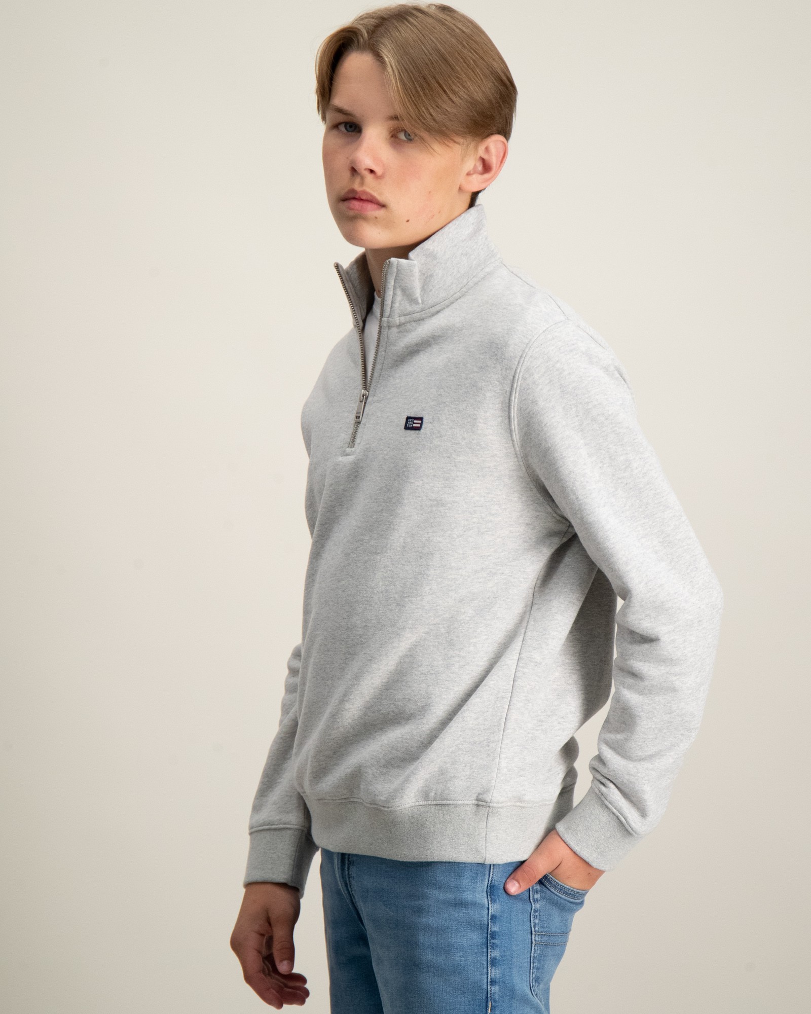 Lexington Terry Organic Cotton Half Zip Sweater Grå til Gutt | Kids ...