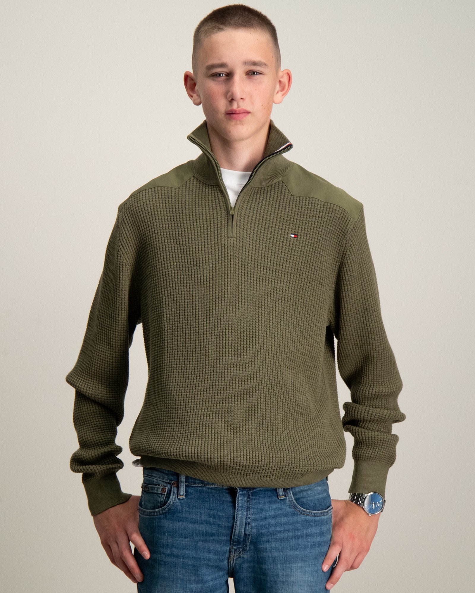 Tommy Hilfiger UTILITY HALF ZIP REGULAR SWEATER Grønn til Gutt | Kids ...