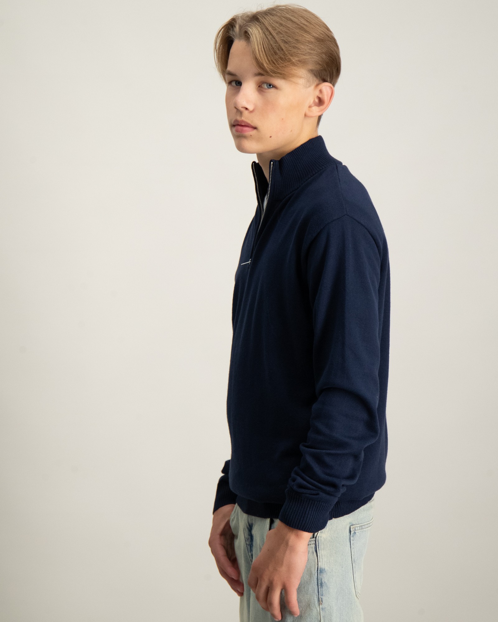 RYVLS Half Zip Cotton Knit Blå til Gutt | Kids Brand Store