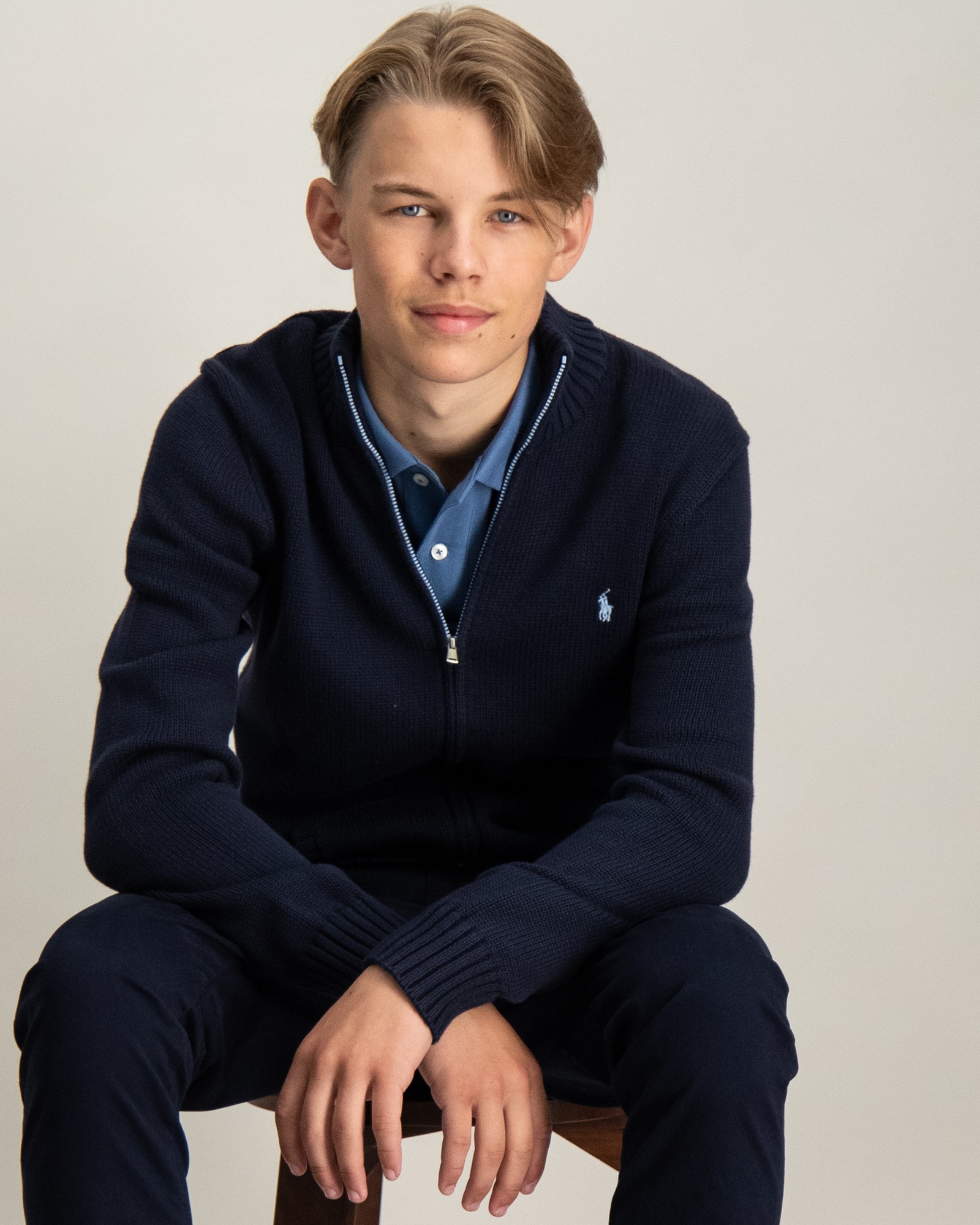 Polo Ralph Lauren Cotton Full-Zip Sweater Blå för Kille | Kids Brand Store