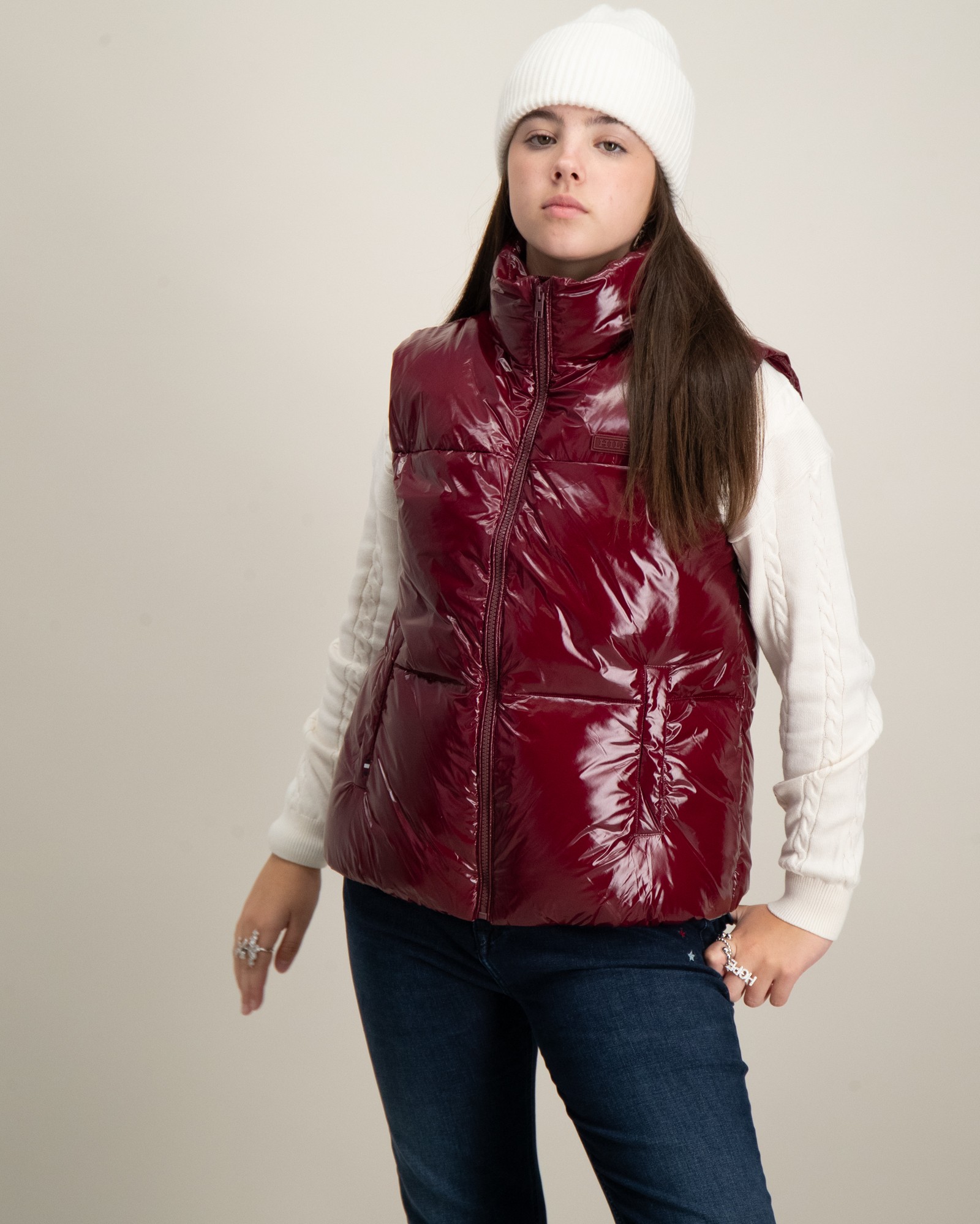 Tommy Hilfiger NEW YORK GLOSSY PUFFER VEST Lilla til Pige | Kids Brand ...