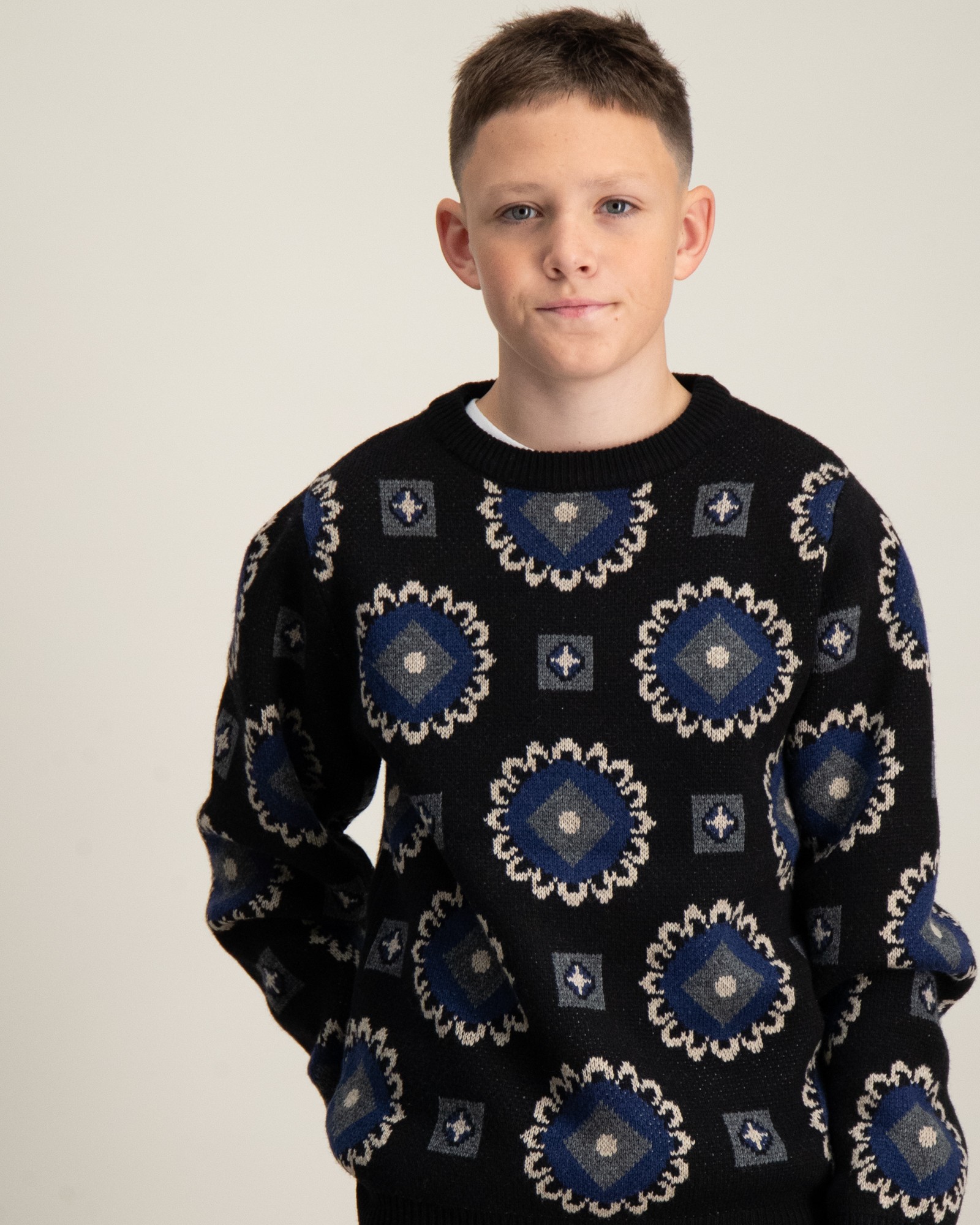 Les Deux Aro Paisley Roundneck Kids Sort til Dreng | Kids Brand Store