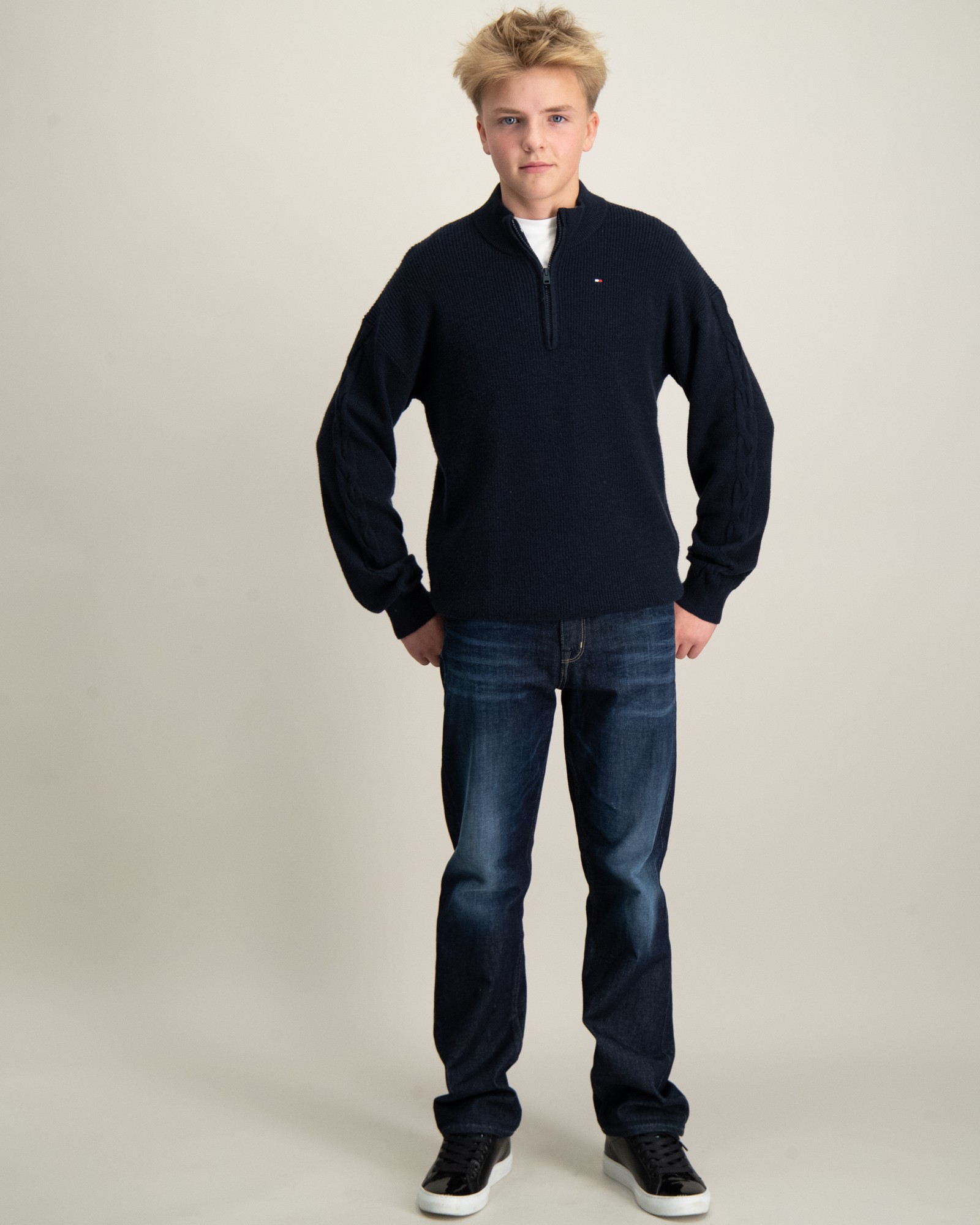 Tommy Hilfiger TURTLENECK HALF ZIP SWEATER Blå til Gutt | Kids Brand Store