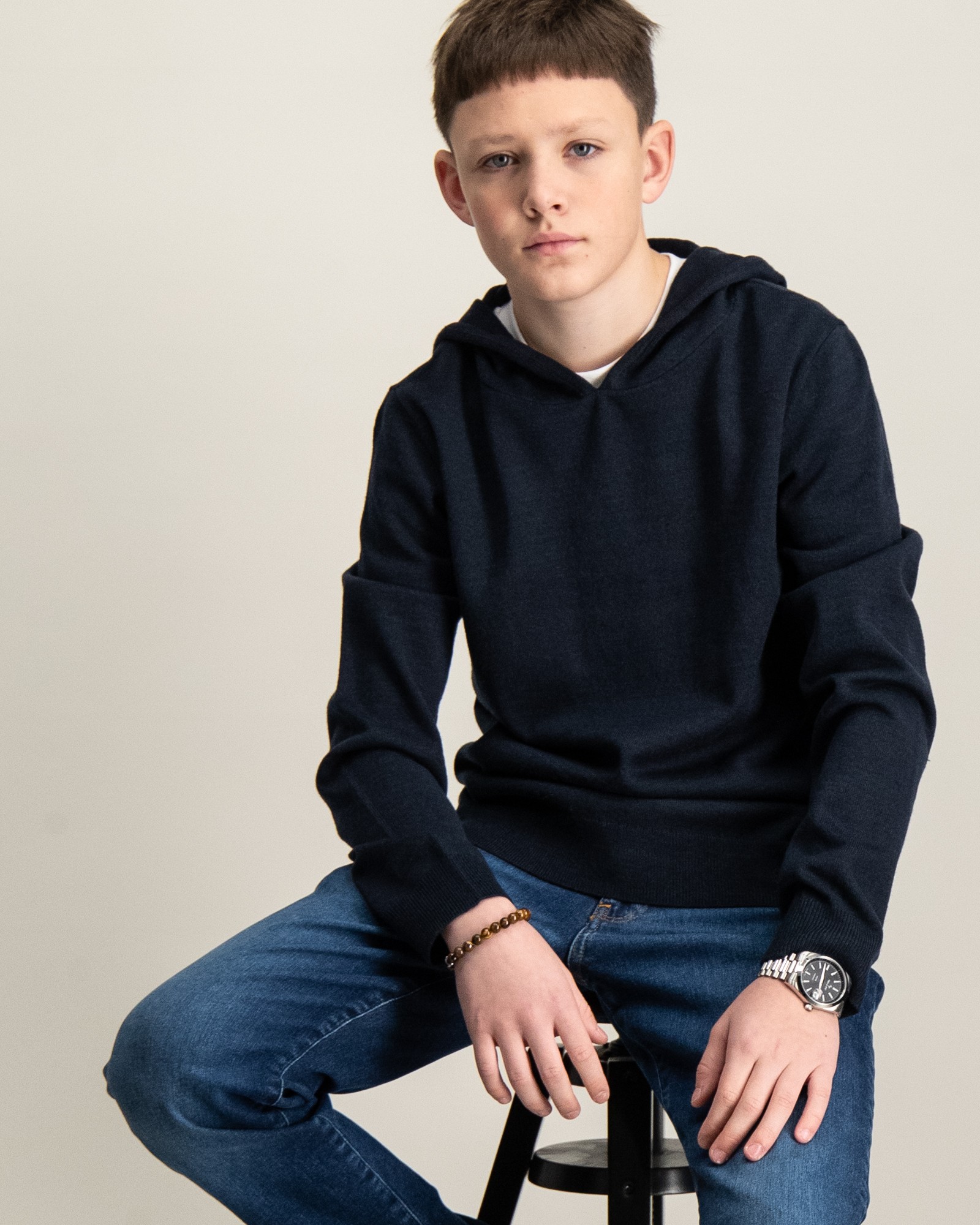LMTD DANCY LS KNIT W. HOOD Blå til Dreng | Kids Brand Store