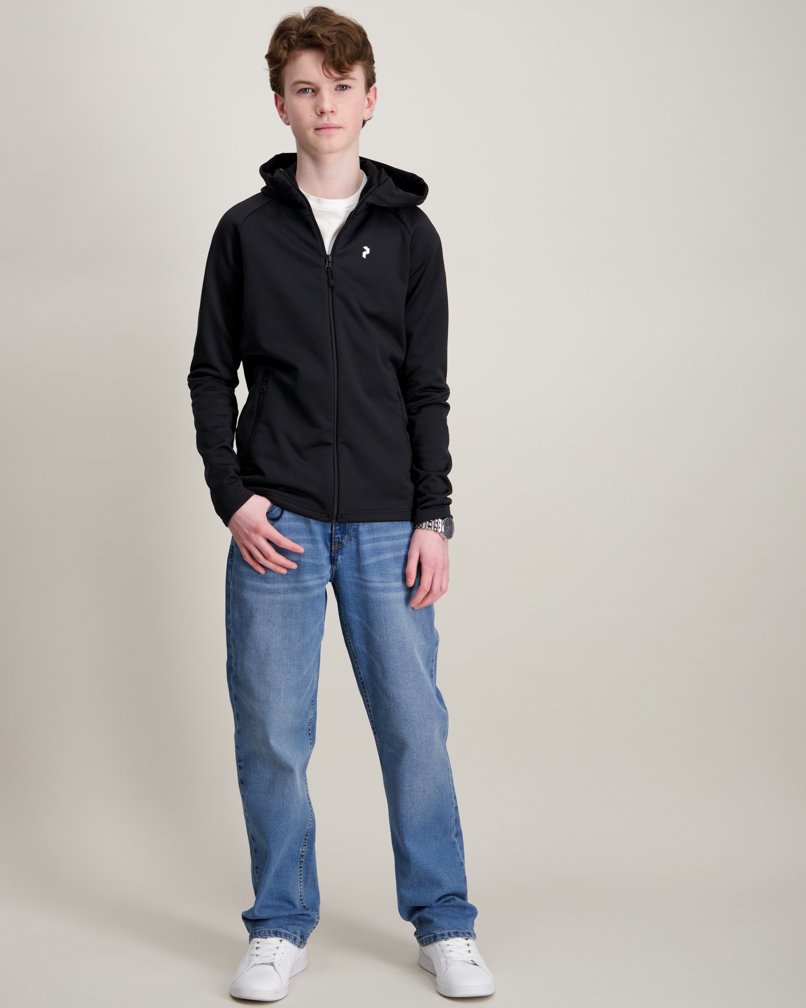 Peak Performance Jr Rider Zip Hood Musta varten Pojat | Kids Brand Store