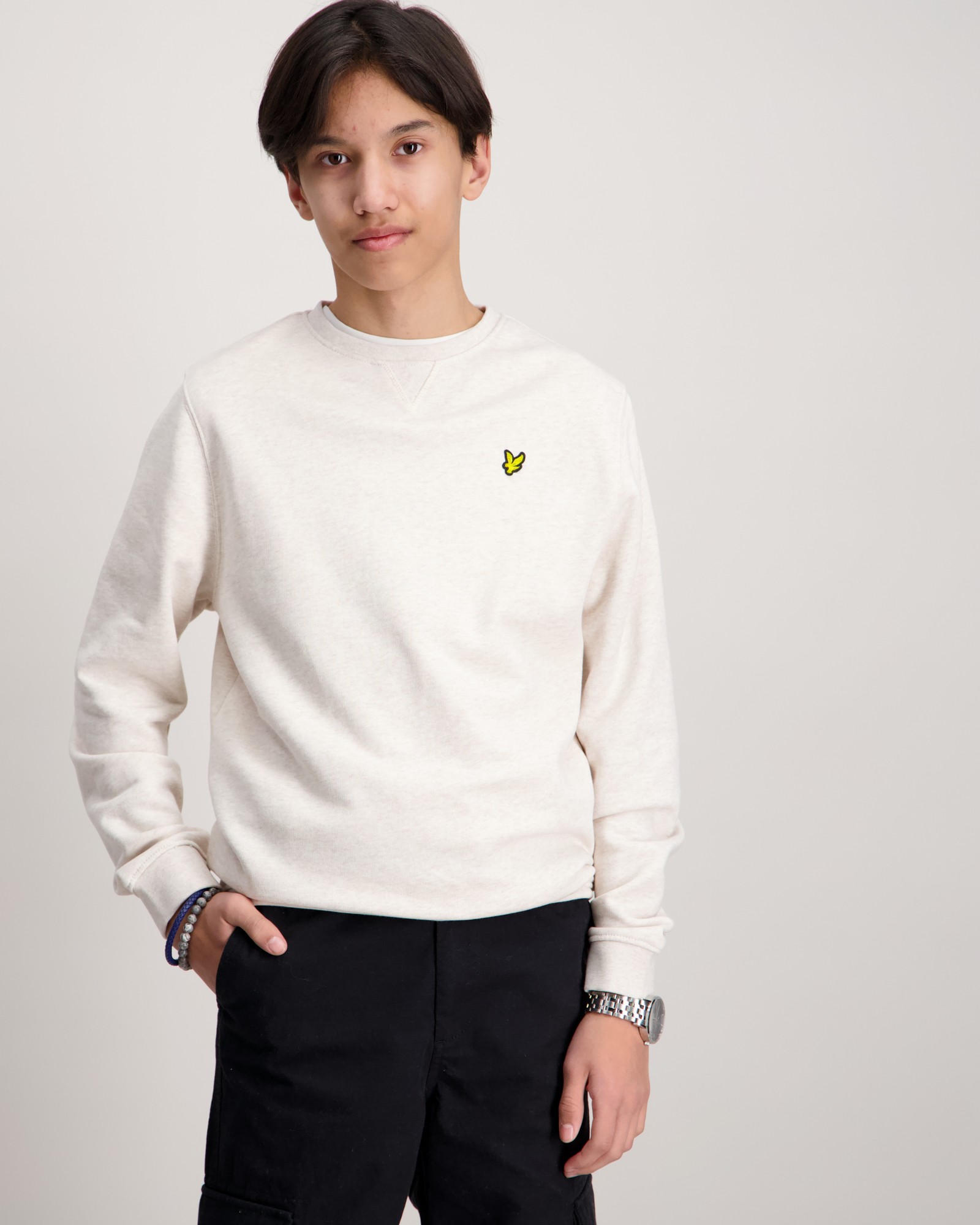 Lyle & Scott Heather Crew Neck Sweatshirt Beige för Kille | Kids Brand ...