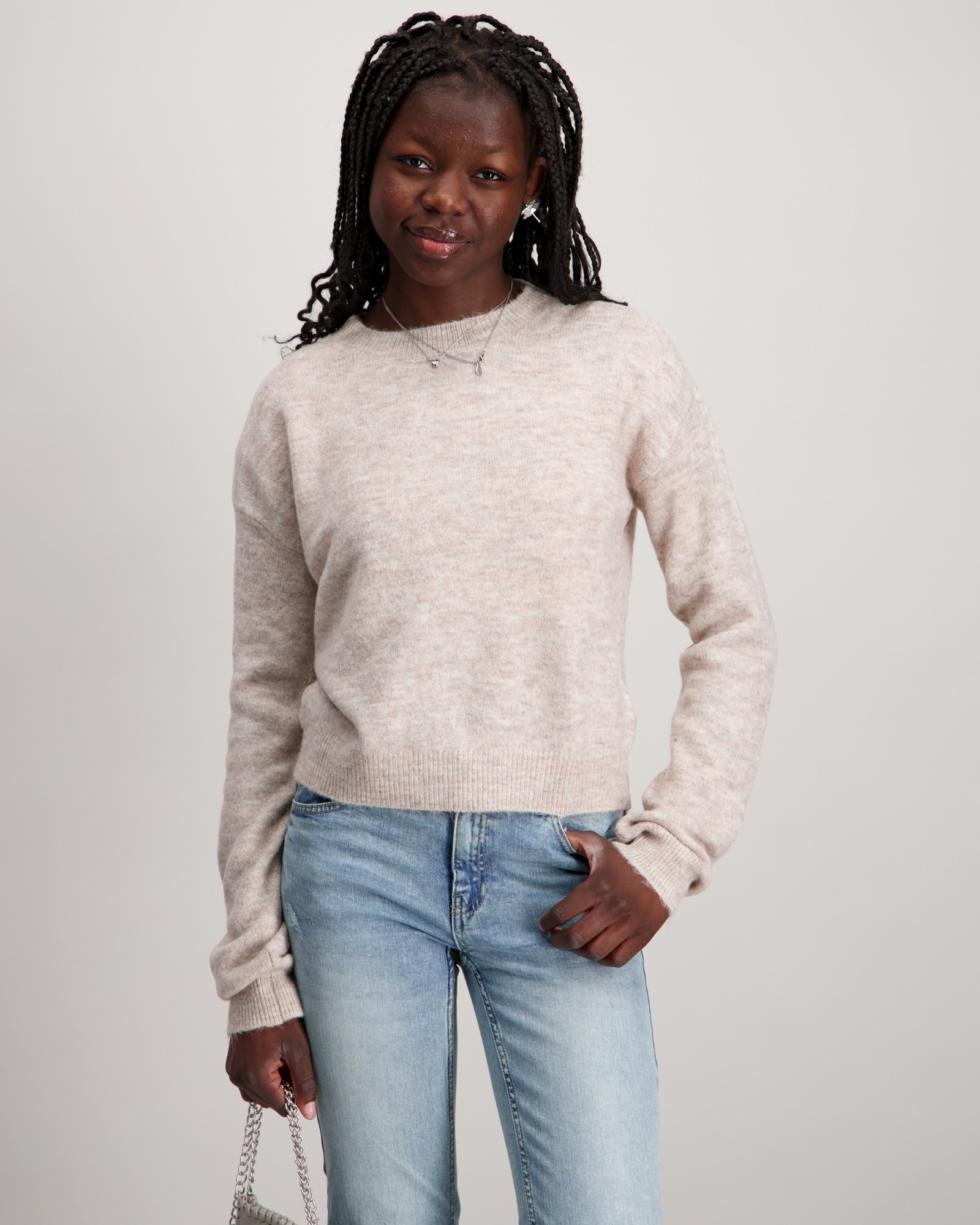 LMTD NLFLODET LS SHORT KNIT Beige för Tjej | Kids Brand Store