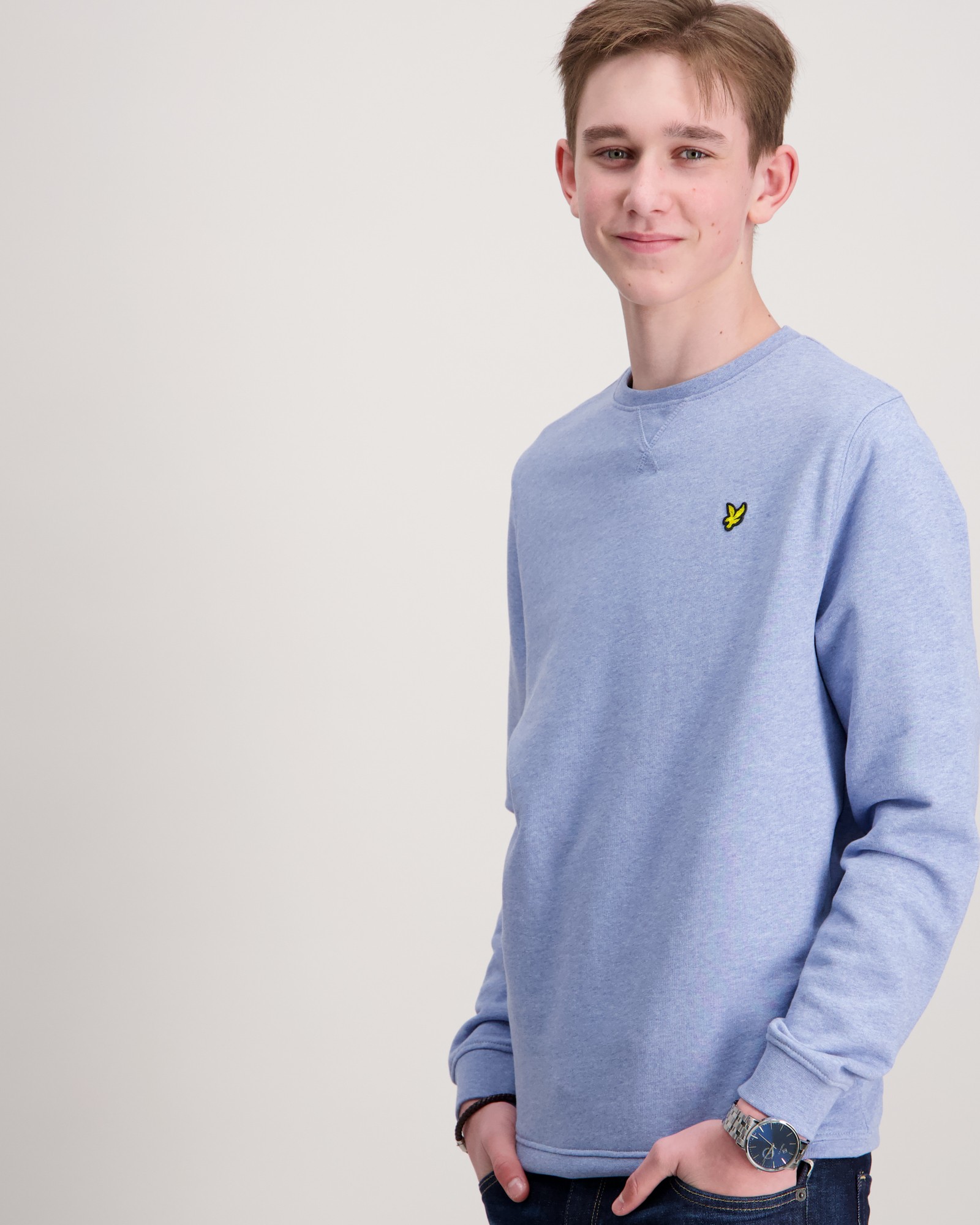 Lyle & Scott Heather Crew Neck Sweatshirt Blå för Kille | Kids Brand Store