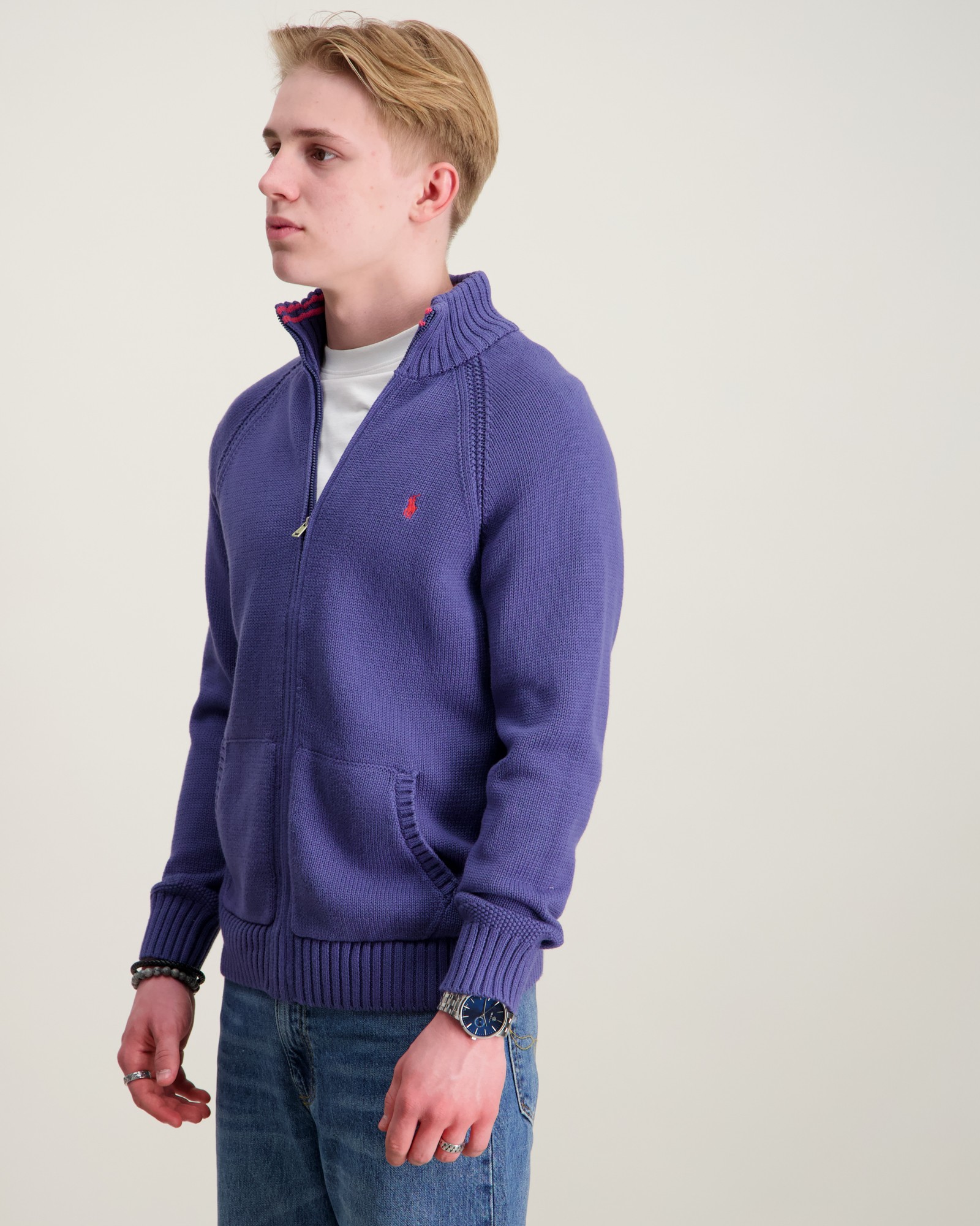 Polo Ralph Lauren Cotton Full-Zip Sweater Blå för Kille | Kids Brand Store