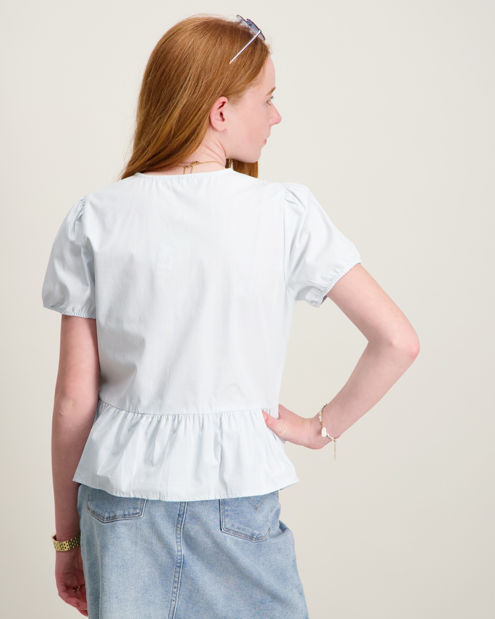 Kids ONLY CLARA S/S BOW SHIRT Blauw voor Meisjes | Kids Brand Store