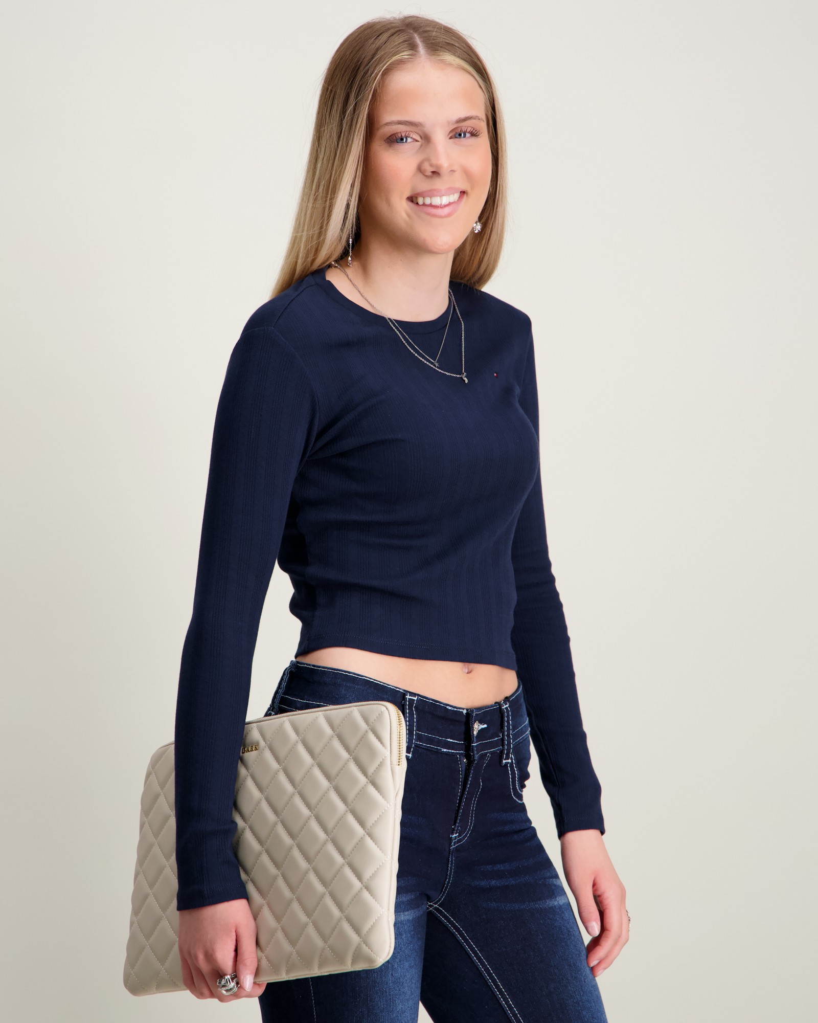 Tommy Hilfiger POINTELLE TOP LS Blå för Tjej | Kids Brand Store