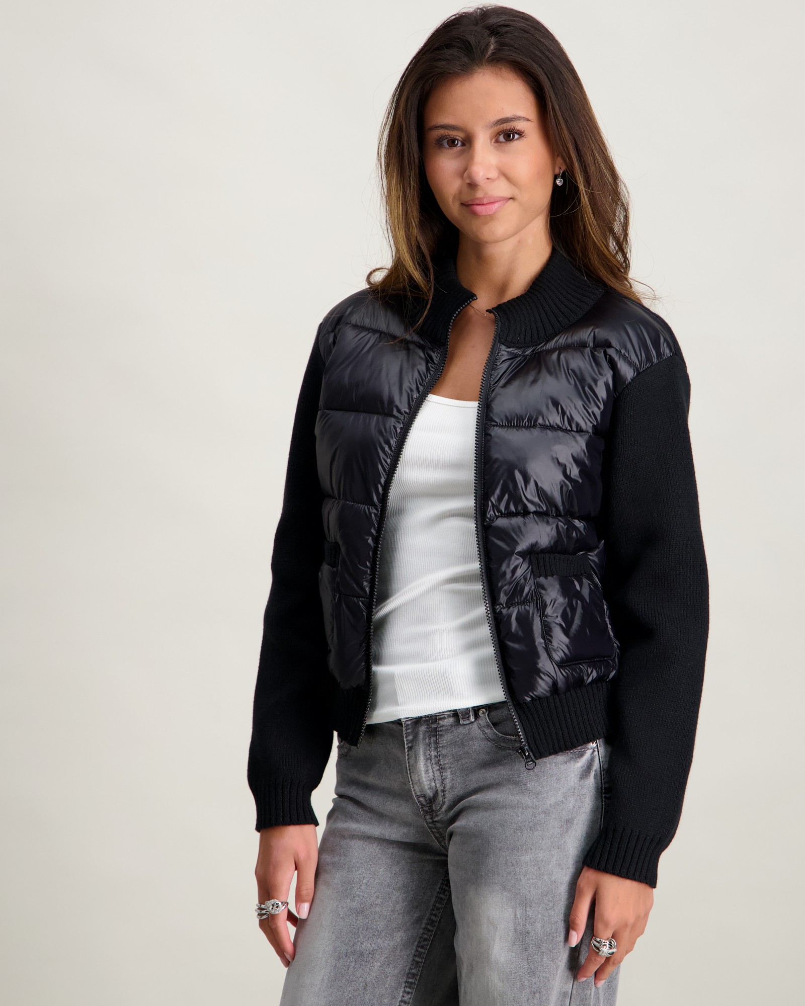 Gina Tricot Young Y rib puffer jacket Schwarz für Mädchen | Kids Brand ...