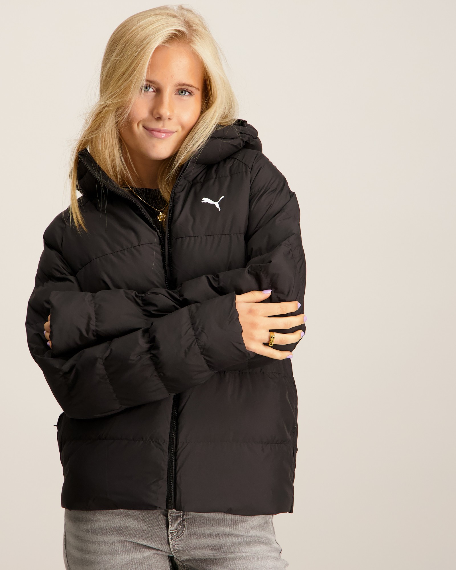 Puma Synthetic Hooded Puffer Jacket Musta varten Tytöt | Kids Brand Store