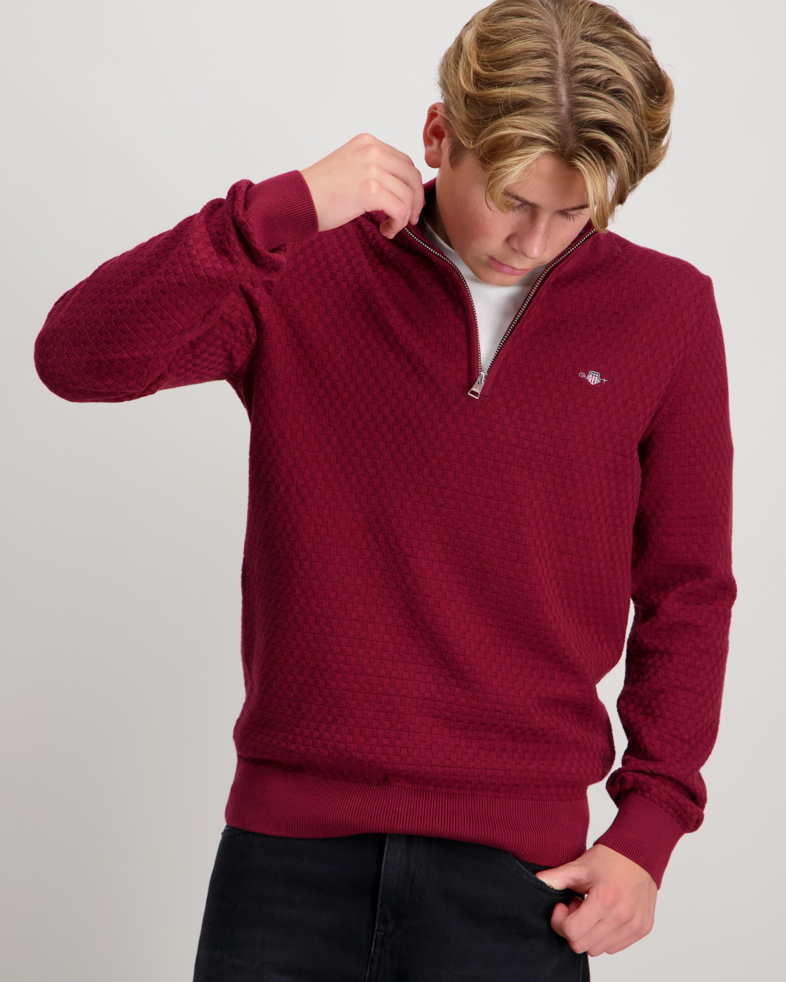 GANT MICRO TEXTURE HALF ZIP Rot für Jungen | Kids Brand Store