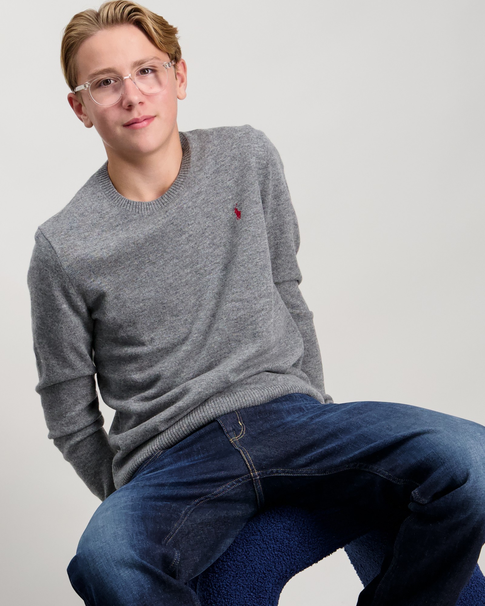 Polo Ralph Lauren 2/27 WOOL RWS-LS CN TONAL-SV-PLO Harmaa varten Pojat ...