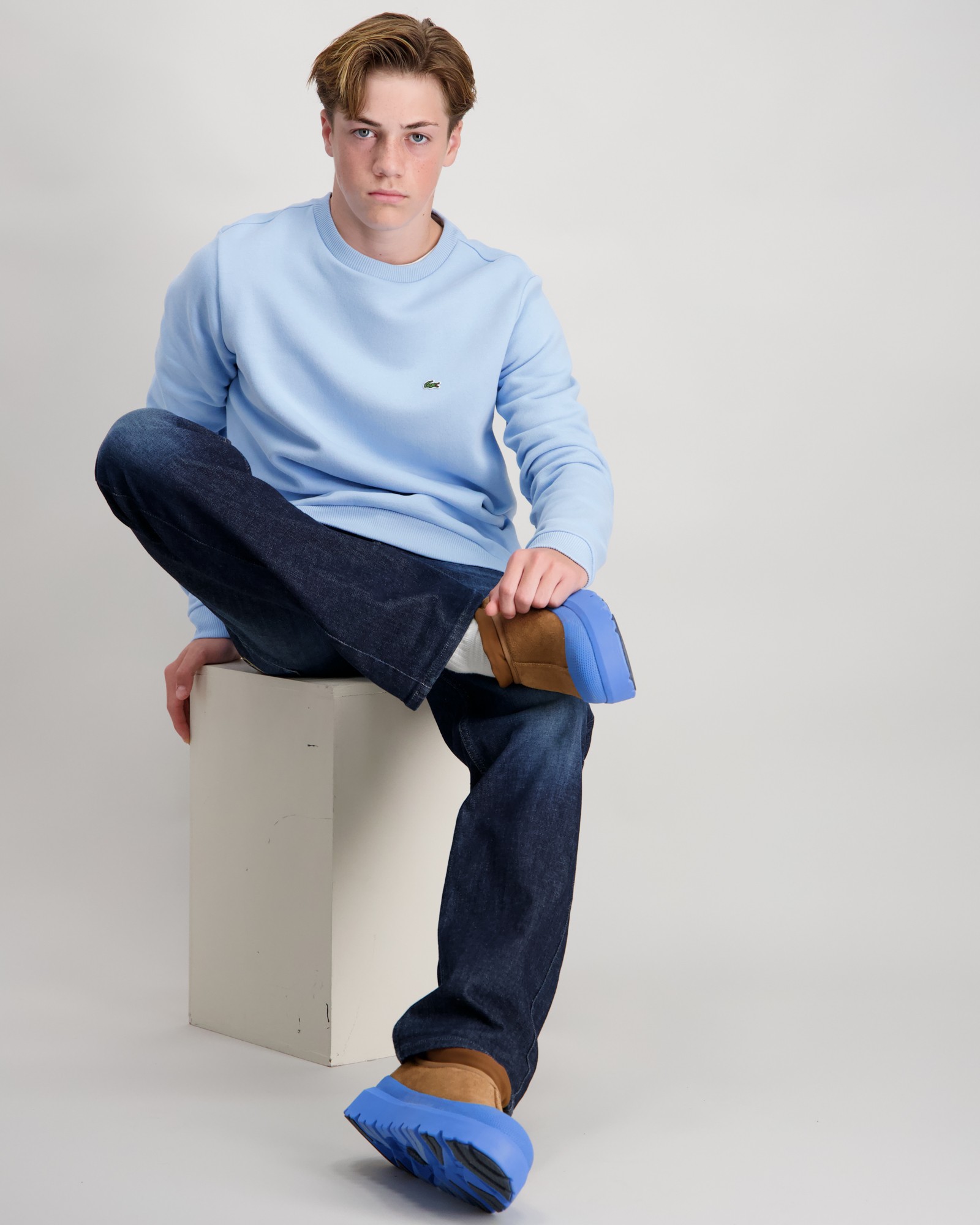 Lacoste LCB CORE FLEECE CREW Blau für Jungen | Kids Brand Store