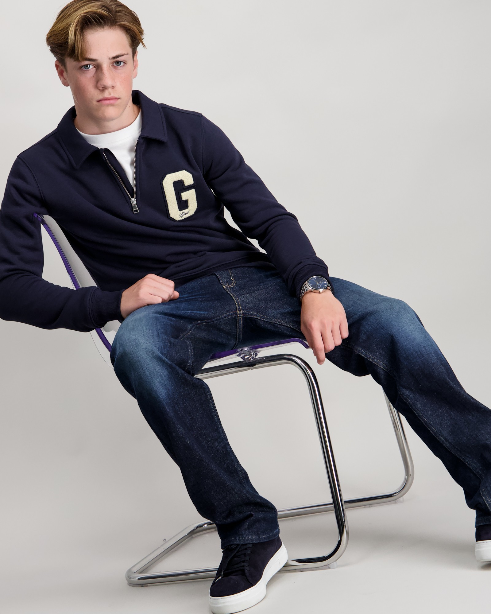 GANT G BADGE HALF ZIP Sininen varten Pojat | Kids Brand Store