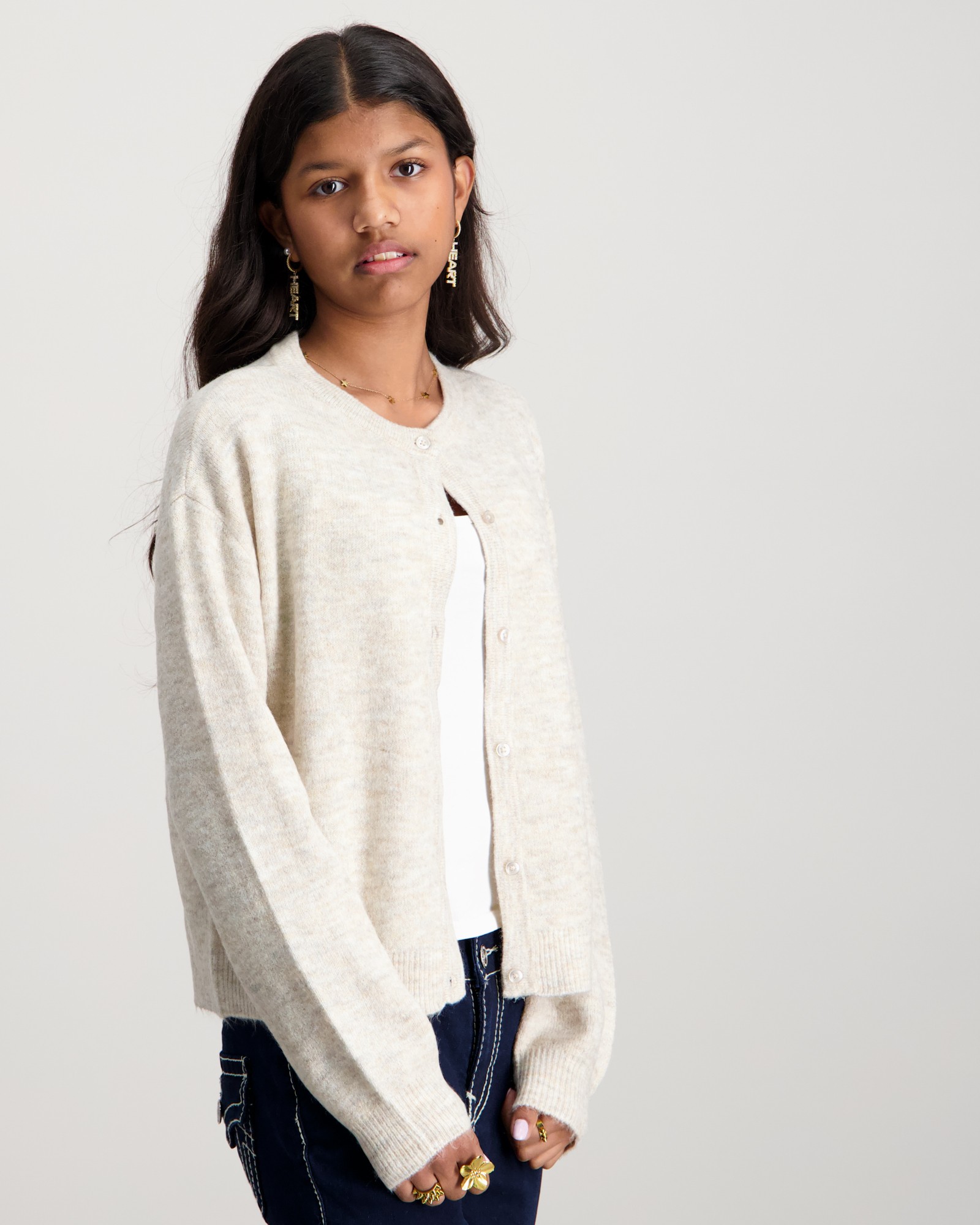 LMTD NLFLODET LS SHORT KNIT CARDIGAN Beige til Jente | Kids Brand Store