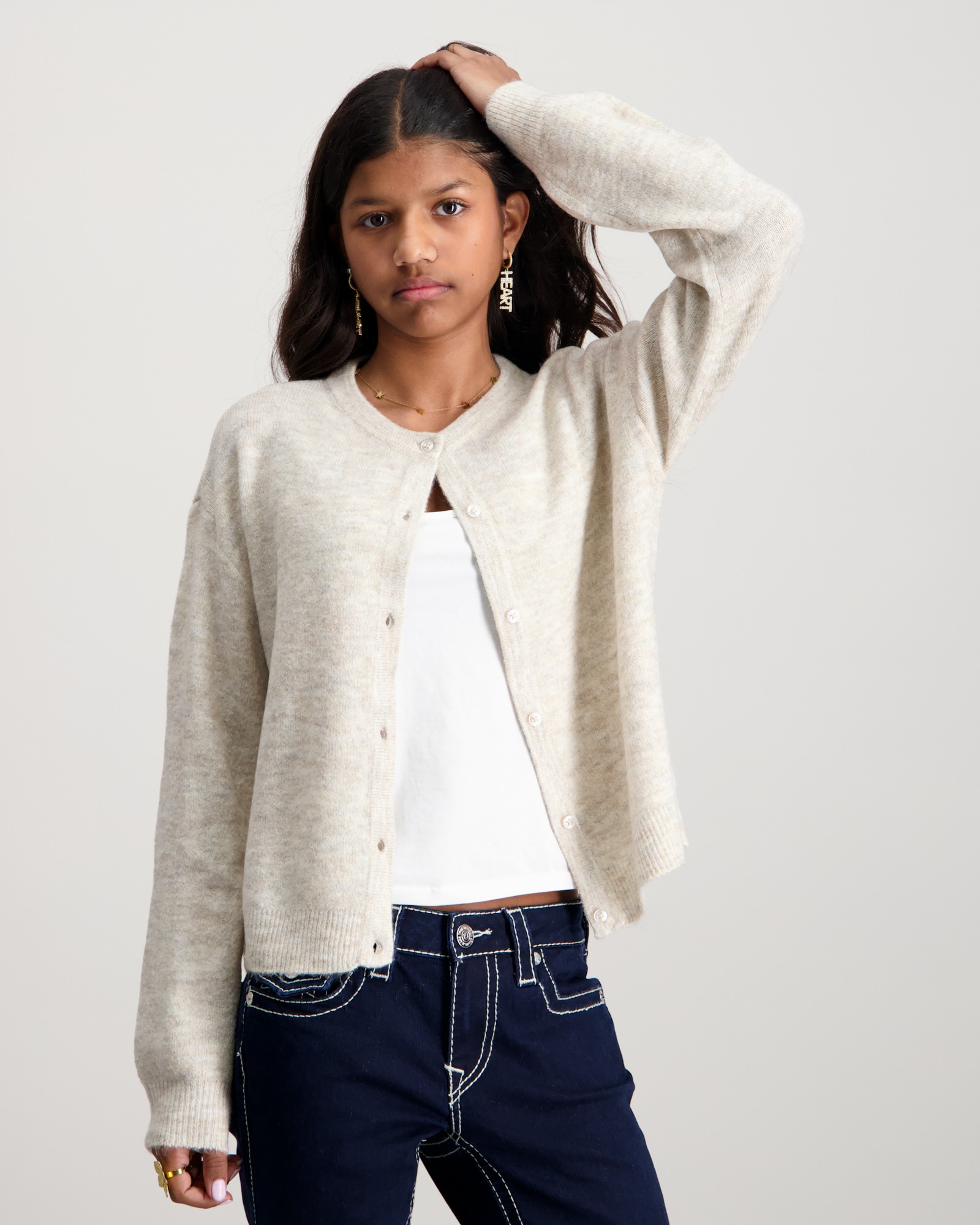 LMTD NLFLODET LS SHORT KNIT CARDIGAN Beige til Jente | Kids Brand Store
