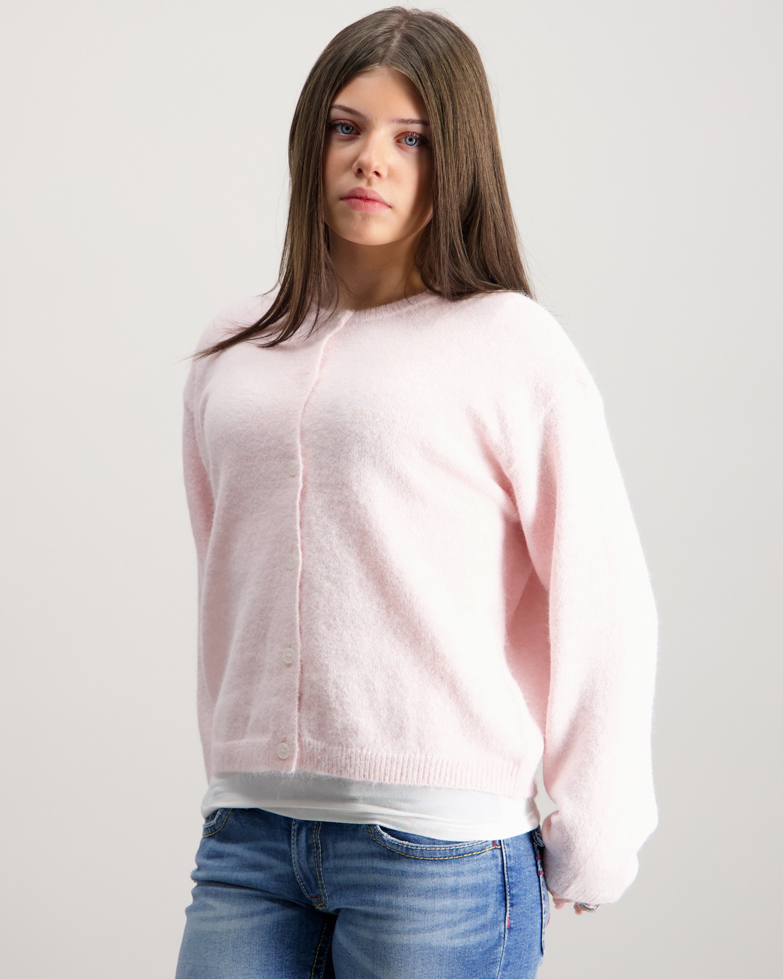 VERO MODA VMHOPE LS O-NECK BUTTON CARDIGAN Rosa til Pige | Kids Brand Store