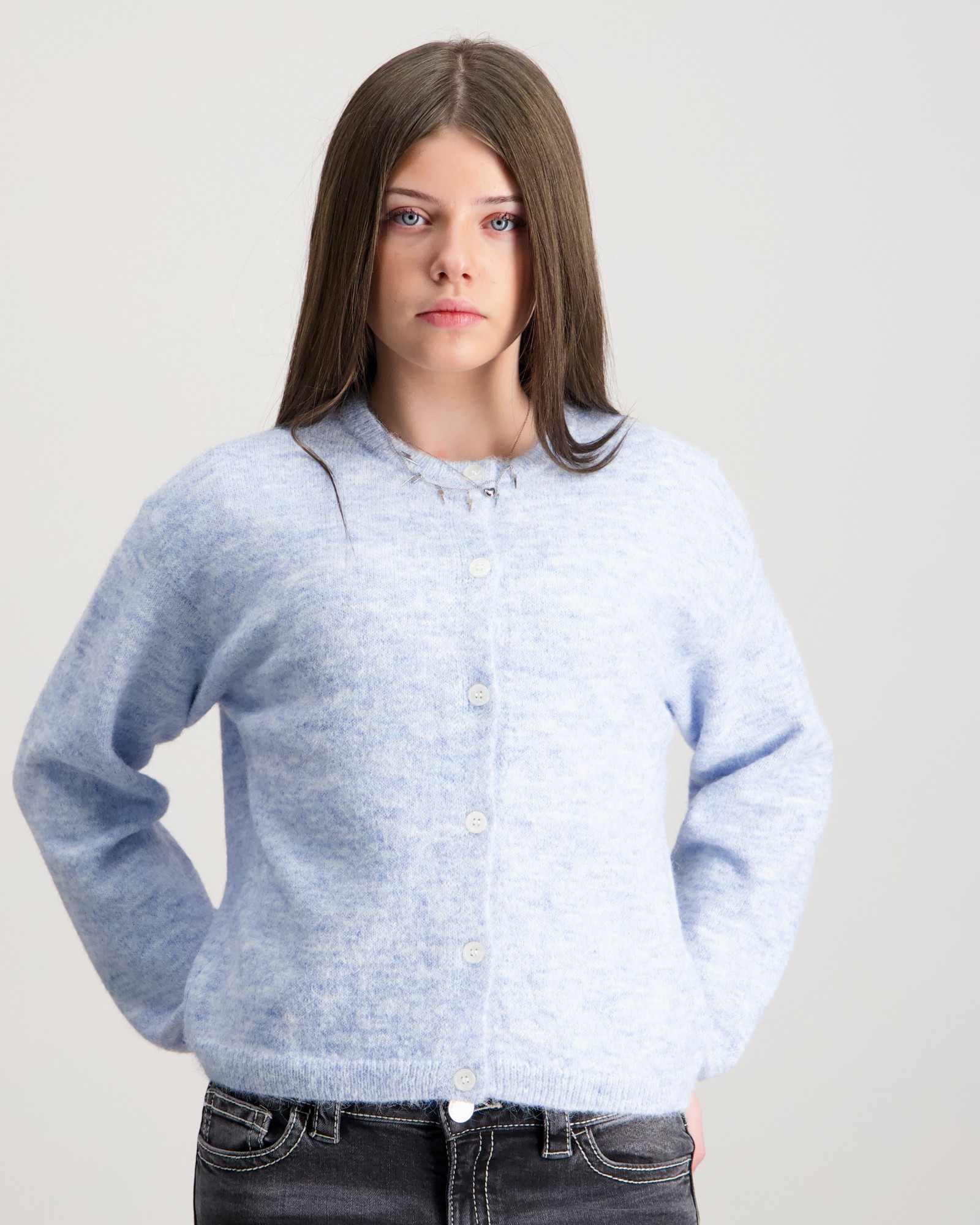 VERO MODA VMHOPE LS O-NECK BUTTON CARDIGAN Blå til Pige | Kids Brand Store