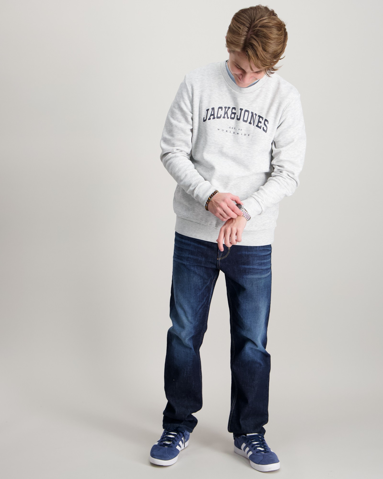 Jack & Jones JJECALEB VARSITY SWEAT CREW NCK NOOS JNR Weiß für Jungen ...