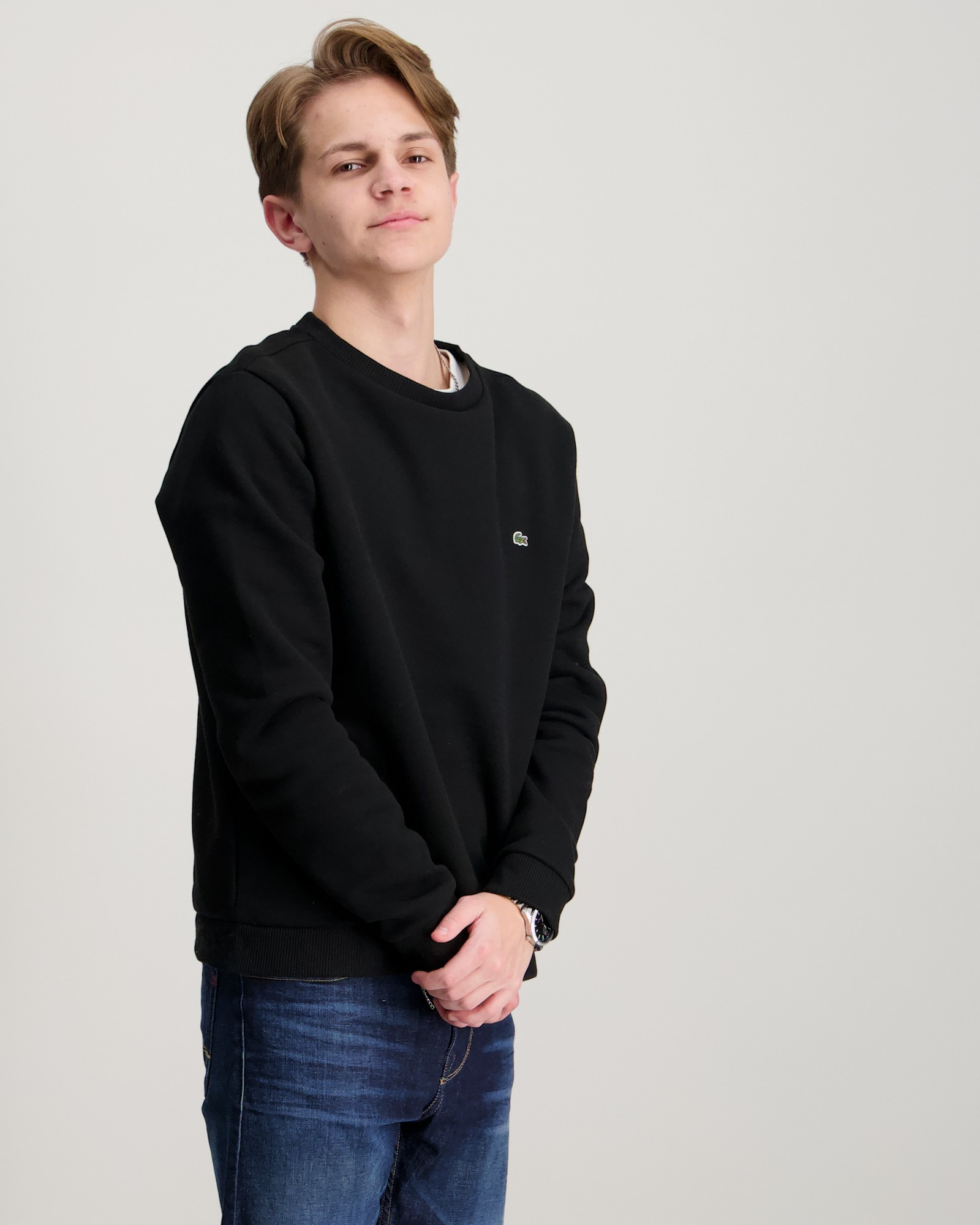 Lacoste LCB CORE FLEECE CREW Musta varten Pojat | Kids Brand Store
