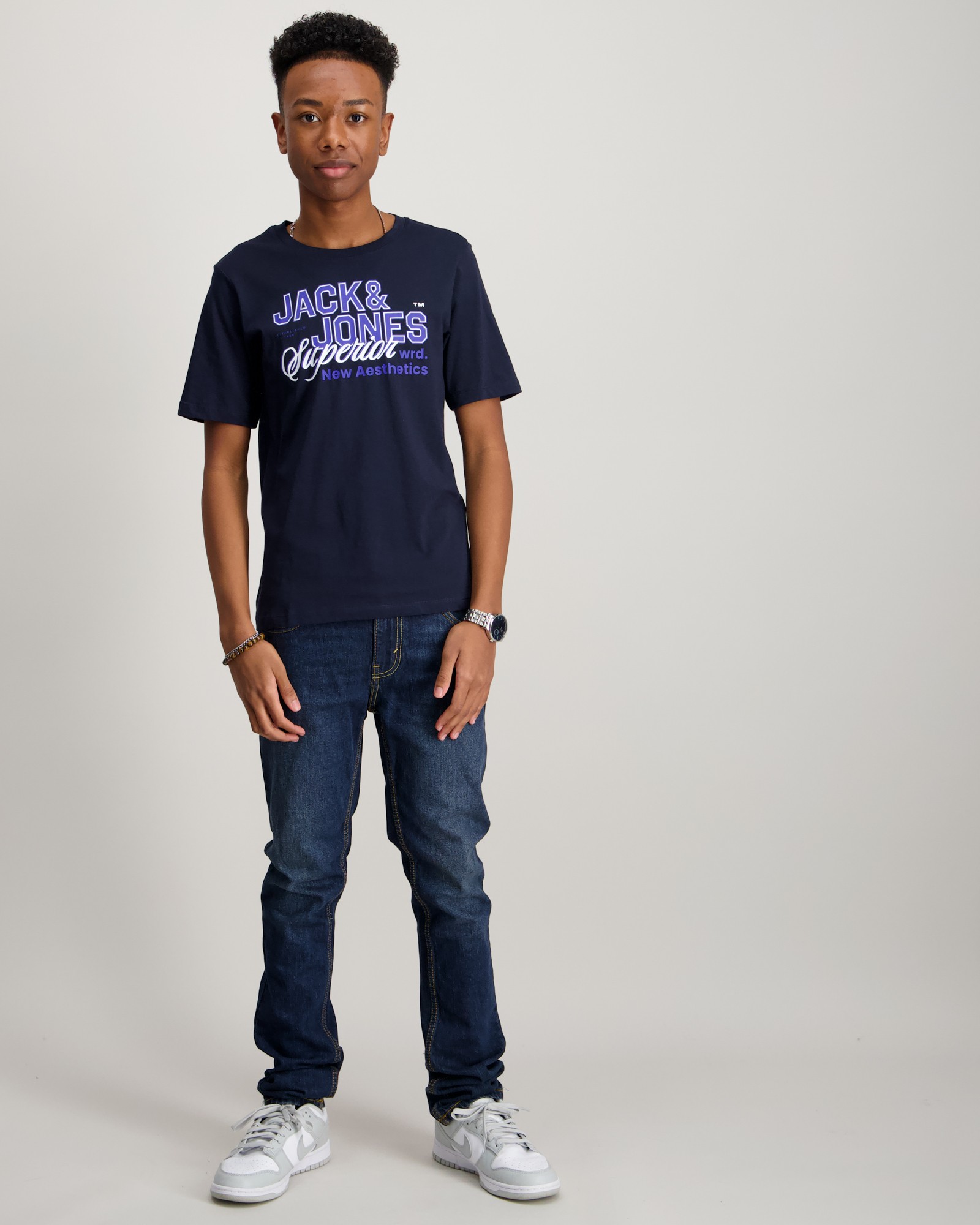 Jack & Jones JJELOGO TEE SS O-NECK 2 COL SS26 SN JNR Blå til Dreng ...