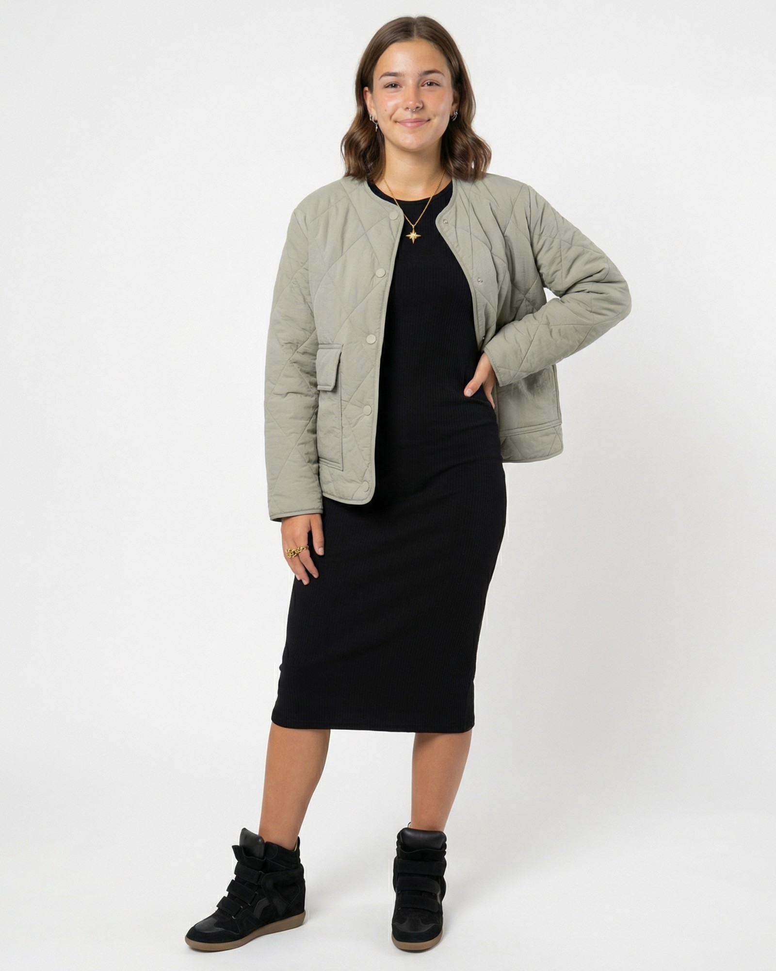 Kids ONLY KOGROSALINA QUILTED JACKET VD OTW Grøn til Pige | Kids Brand ...