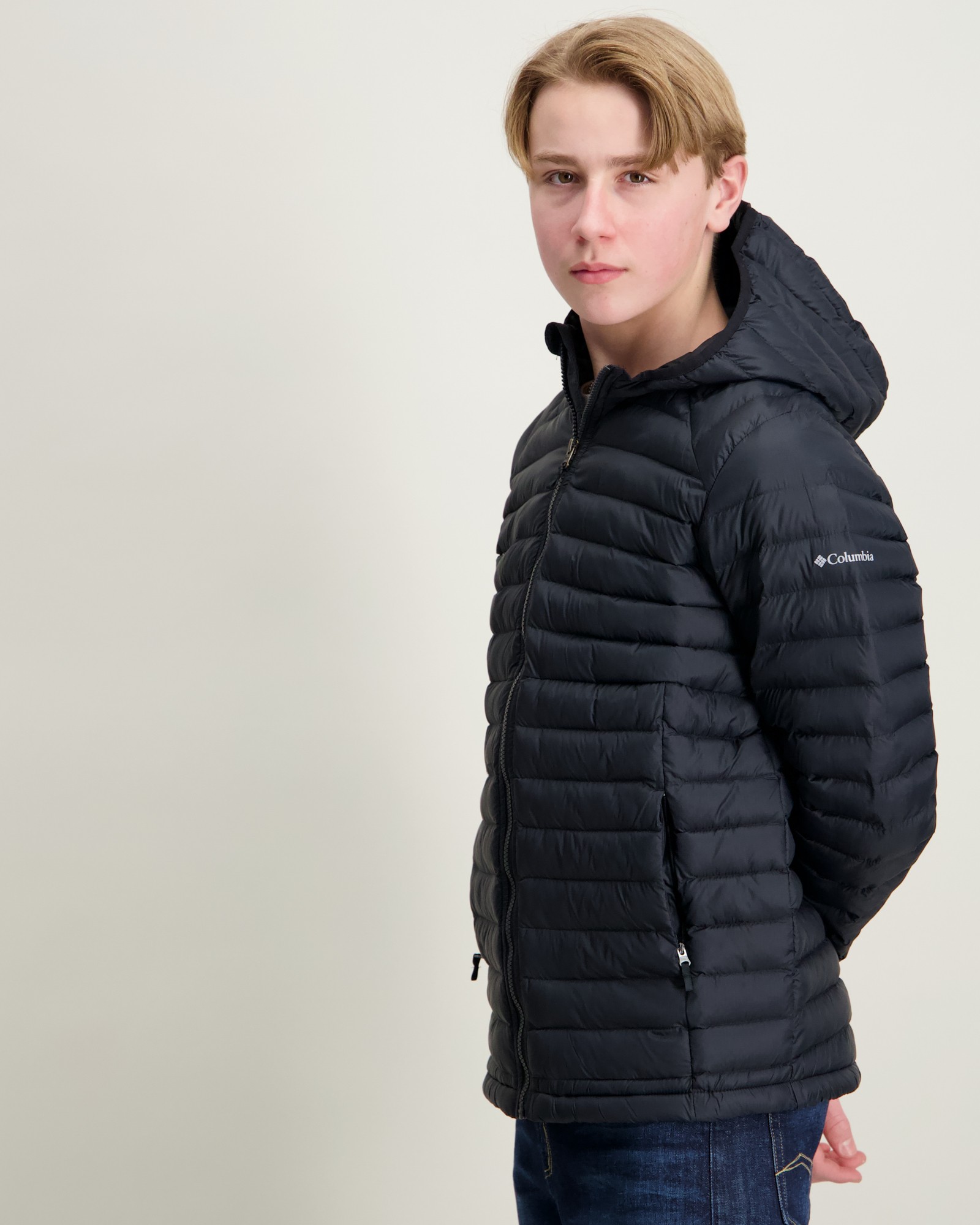 Columbia Powder Pass™ Hooded Jacket Grå til Dreng | Kids Brand Store