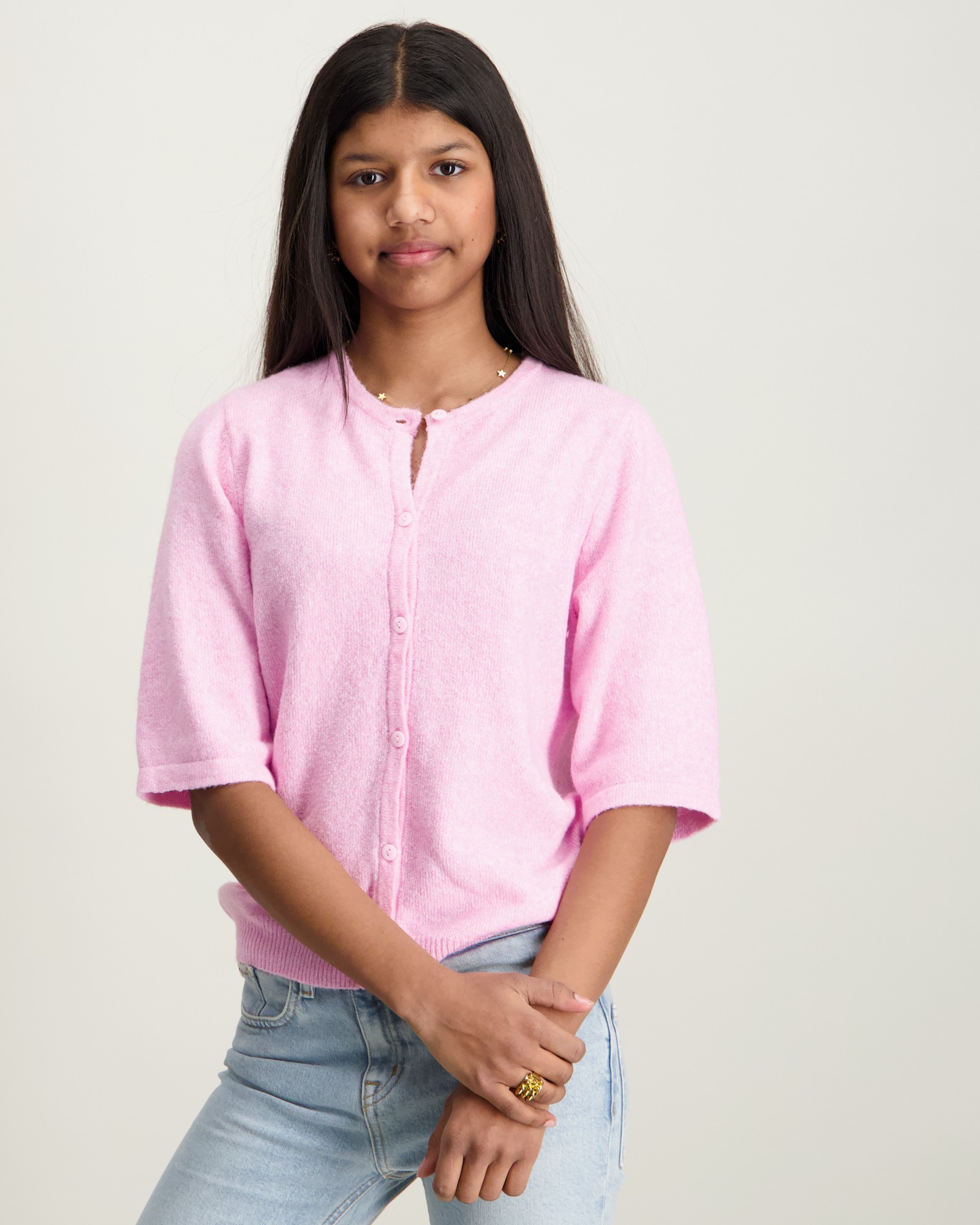 VERO MODA VMDOFFY 2/4 O-NECK BUTTON CARDIGAN GIRL Rosa für Mädchen ...