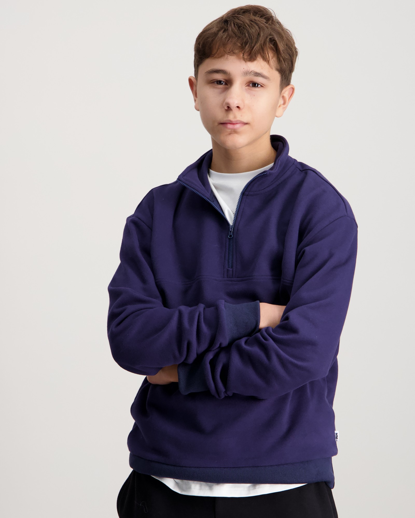 Zeke Essential Logo Tag Half Zip Blå til Dreng | Kids Brand Store